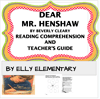 DEAR MR. HENSHAW By Beverly Cleary: READING COMPREHENSION UNIT ...