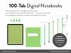100-Tab Digital Notebook | Plain, Lined, Grid, Dot