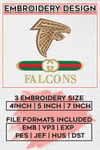 Guc.ci Atlanta Falcons Logo Embroidery Design Files, NFL Falcons, NFL ...