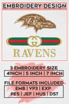 Guc.ci Baltimore Ravens Logo Embroidery Design Files, NFL Ravens, NFL ...
