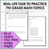 7th Grade Math Test Prep Review : Task-Based Assessment 2