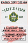 Seattle Storm Basketball Team Est Logo Embroidery Files, WNBA Seattle ...