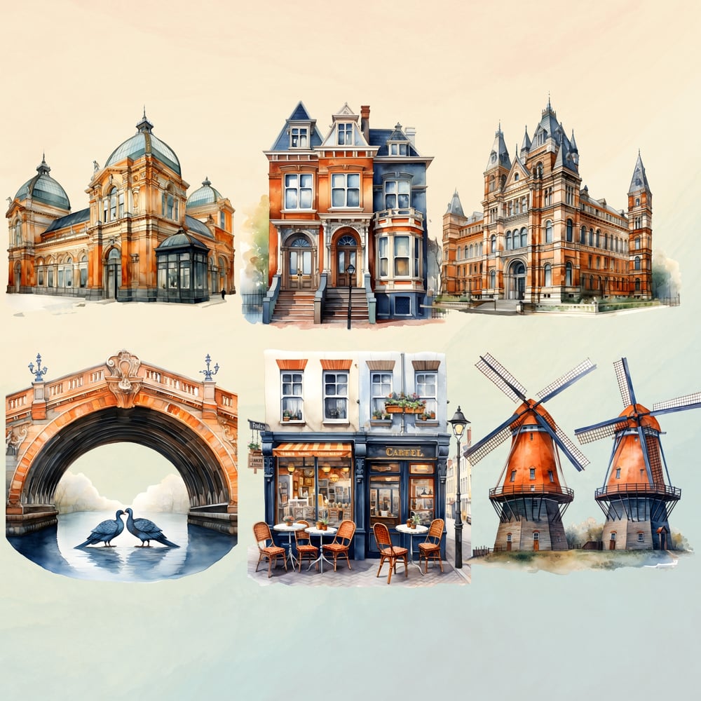 Explore in Style with Trip to Amsterdam Clipart Collection