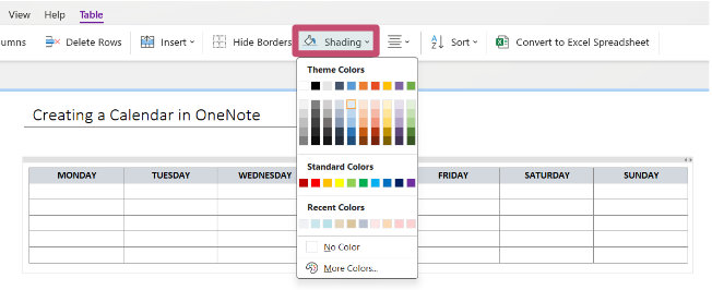 How to Create an Editable Monthly Calendar Template in OneNote