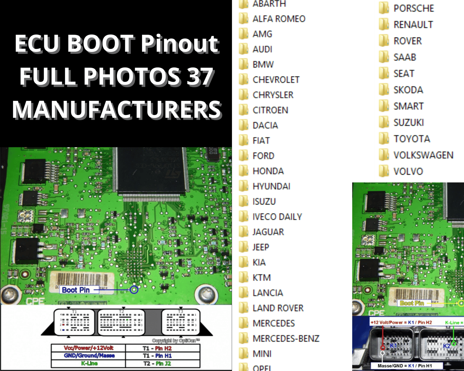 ECU BOOT Pinout FULL PHOTOS 37 MANUFACTURERS