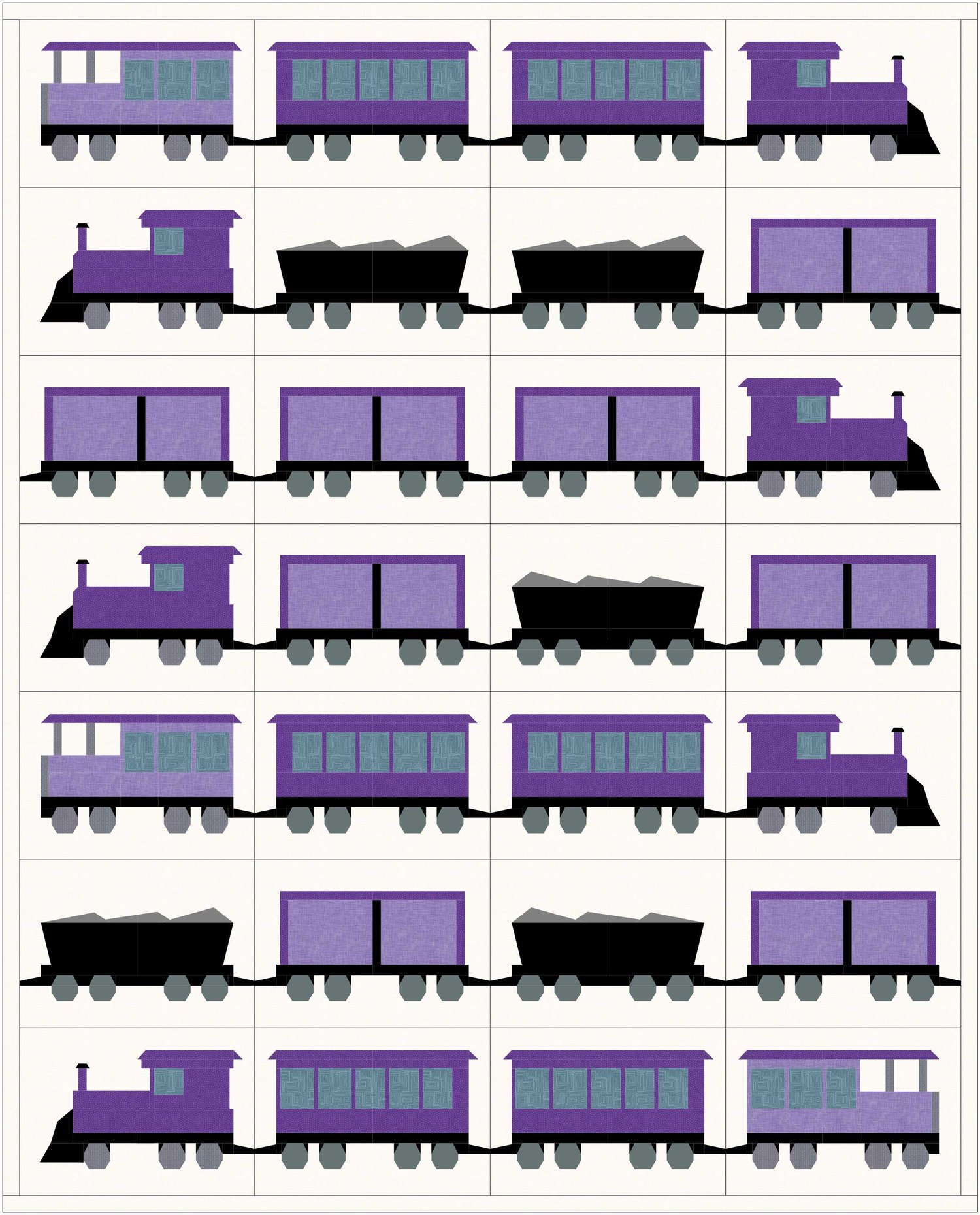 Train Quilt Block Pattern Set