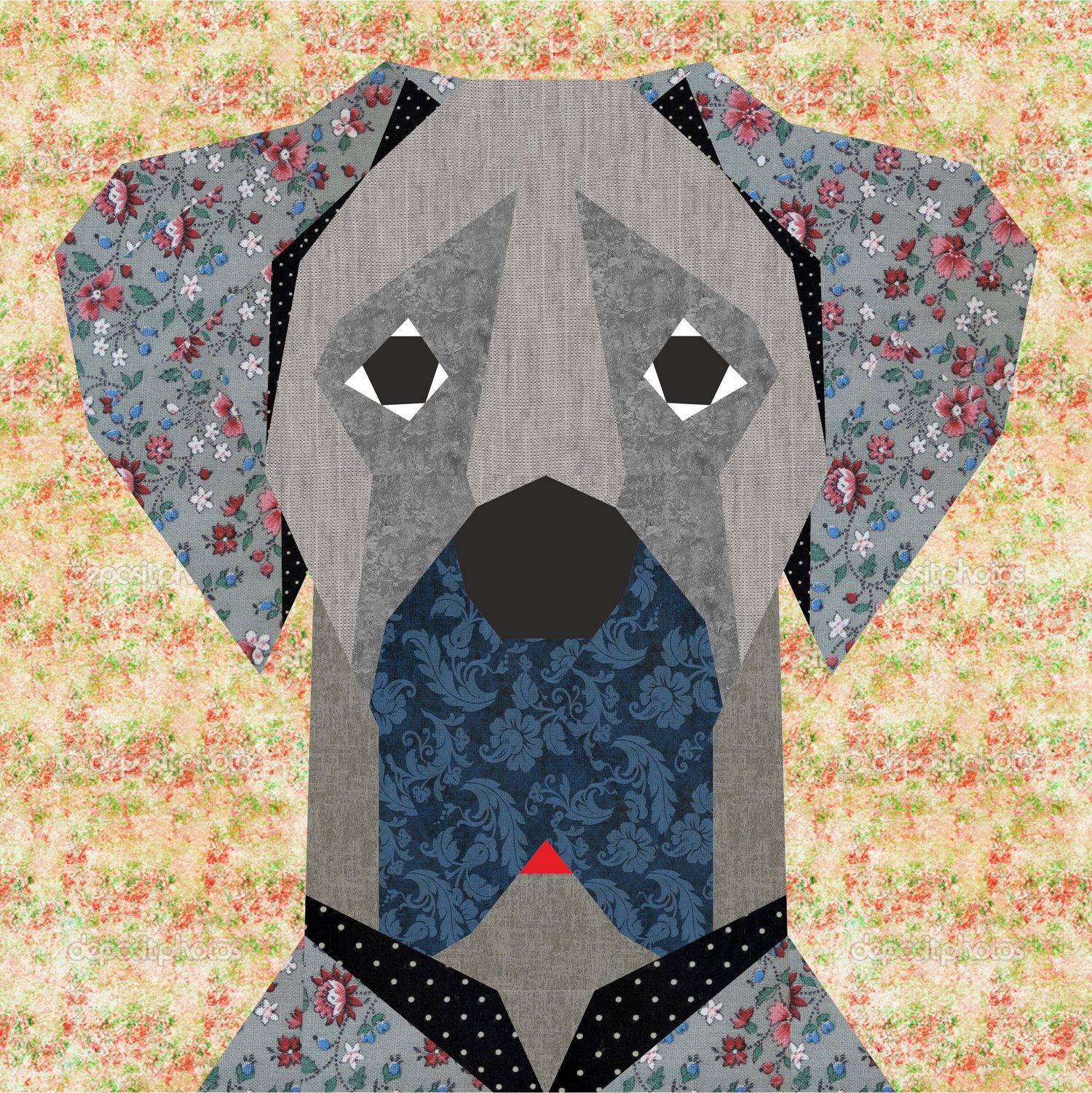 Great Dane Quilt Block PDF Pattern FPP dog quilt patterns