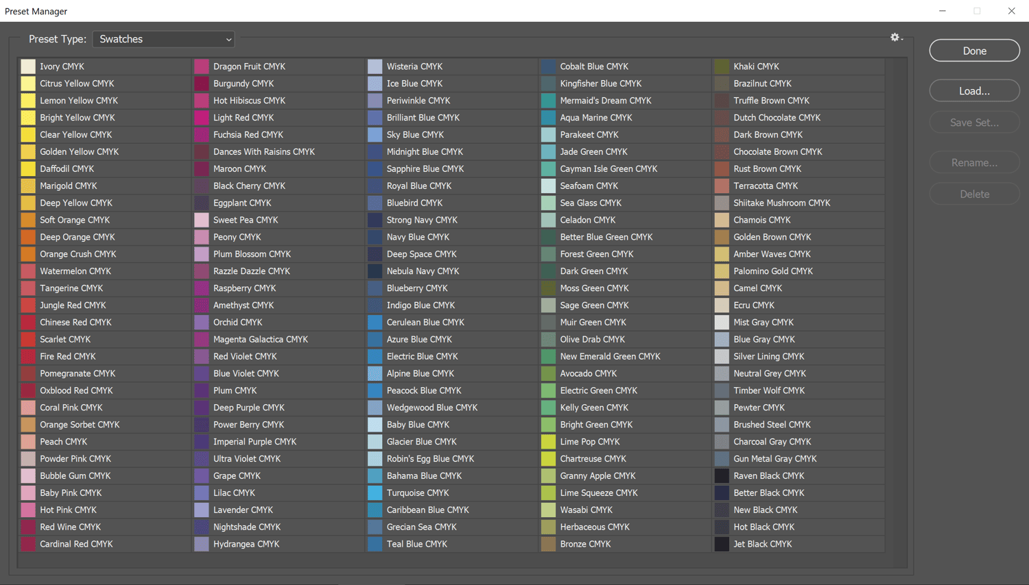 Dharma CMYK Adobe Swatch Exchange File