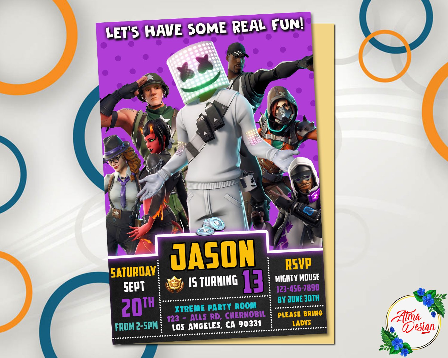 Video Game Birthday Invitation, Fortnight Birthday Invitation, Battle ...