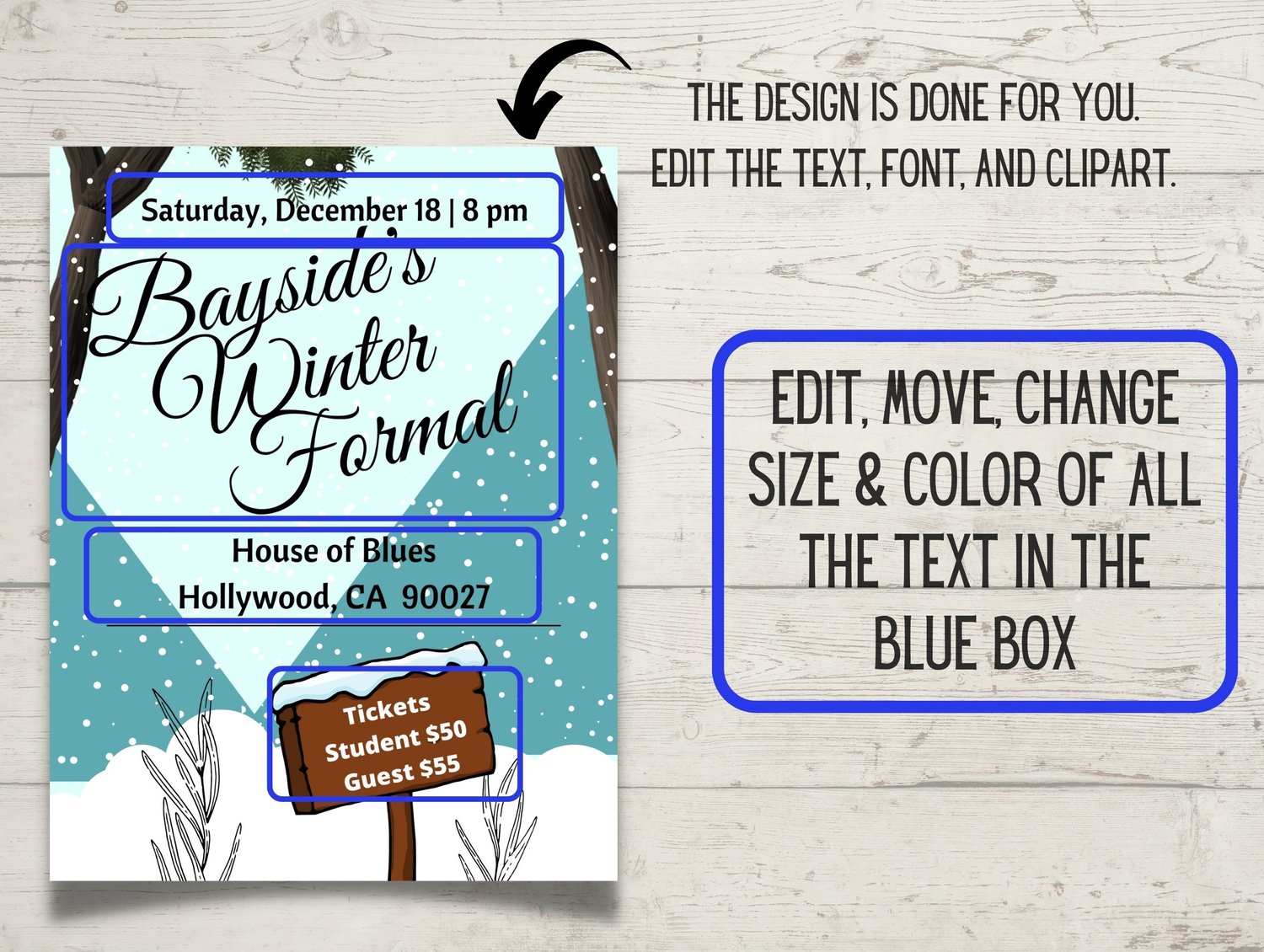 Winter Formal Flyer, Ticket, Invite, Social Media Template