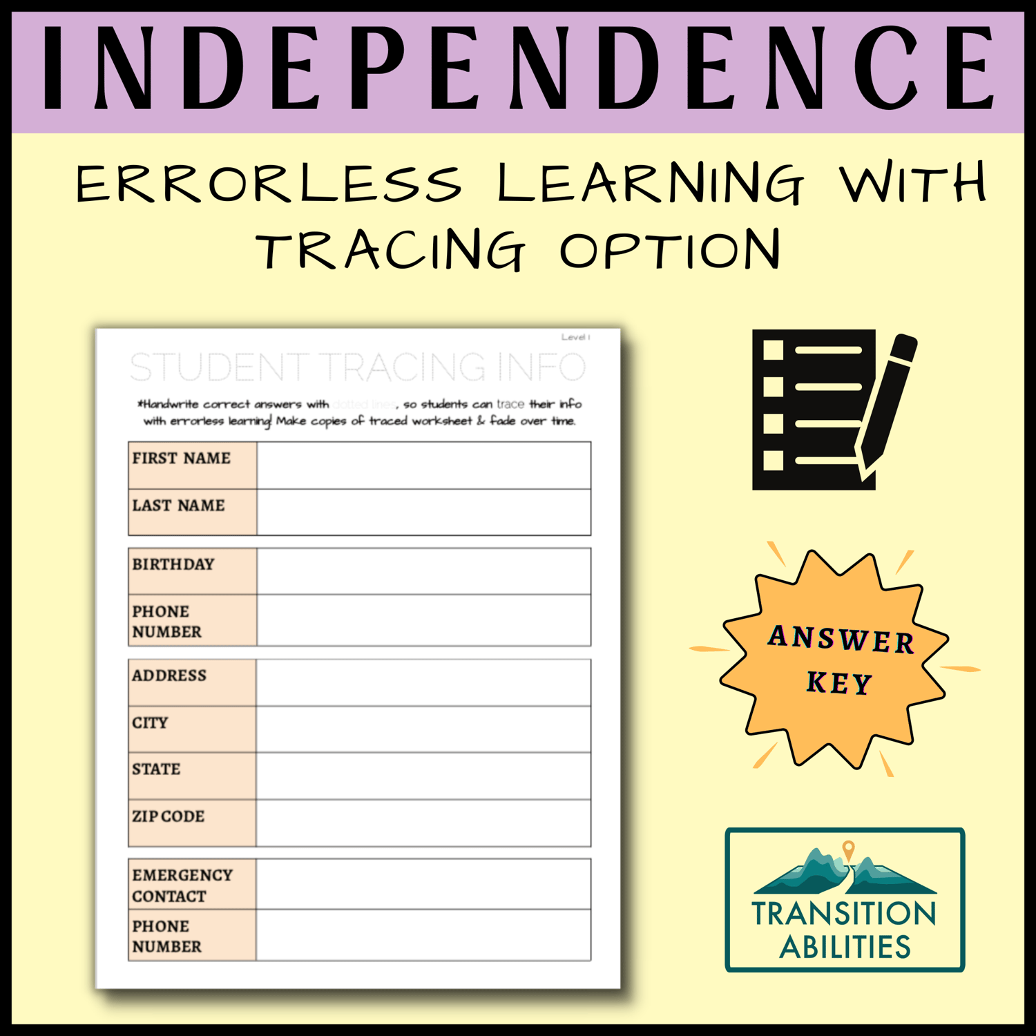 Filling Out Forms | Personal Info | Printable