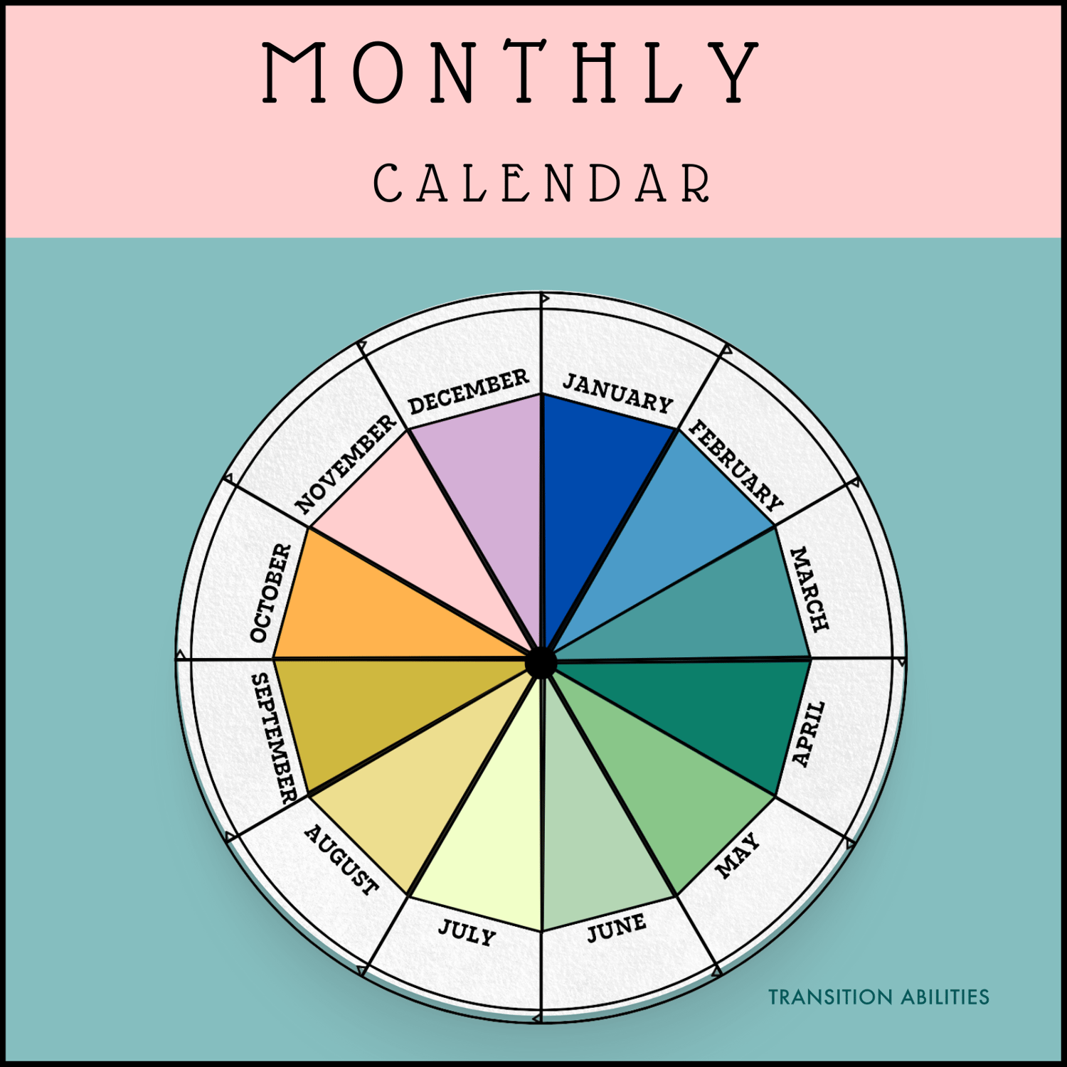 Circular Calendar, Days of Week, Months of Year POSTER