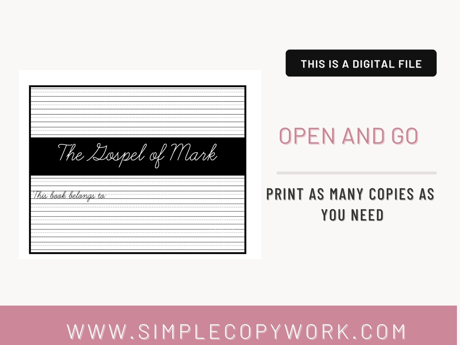 Gospel of Mark, 60 pt. CURSIVE
