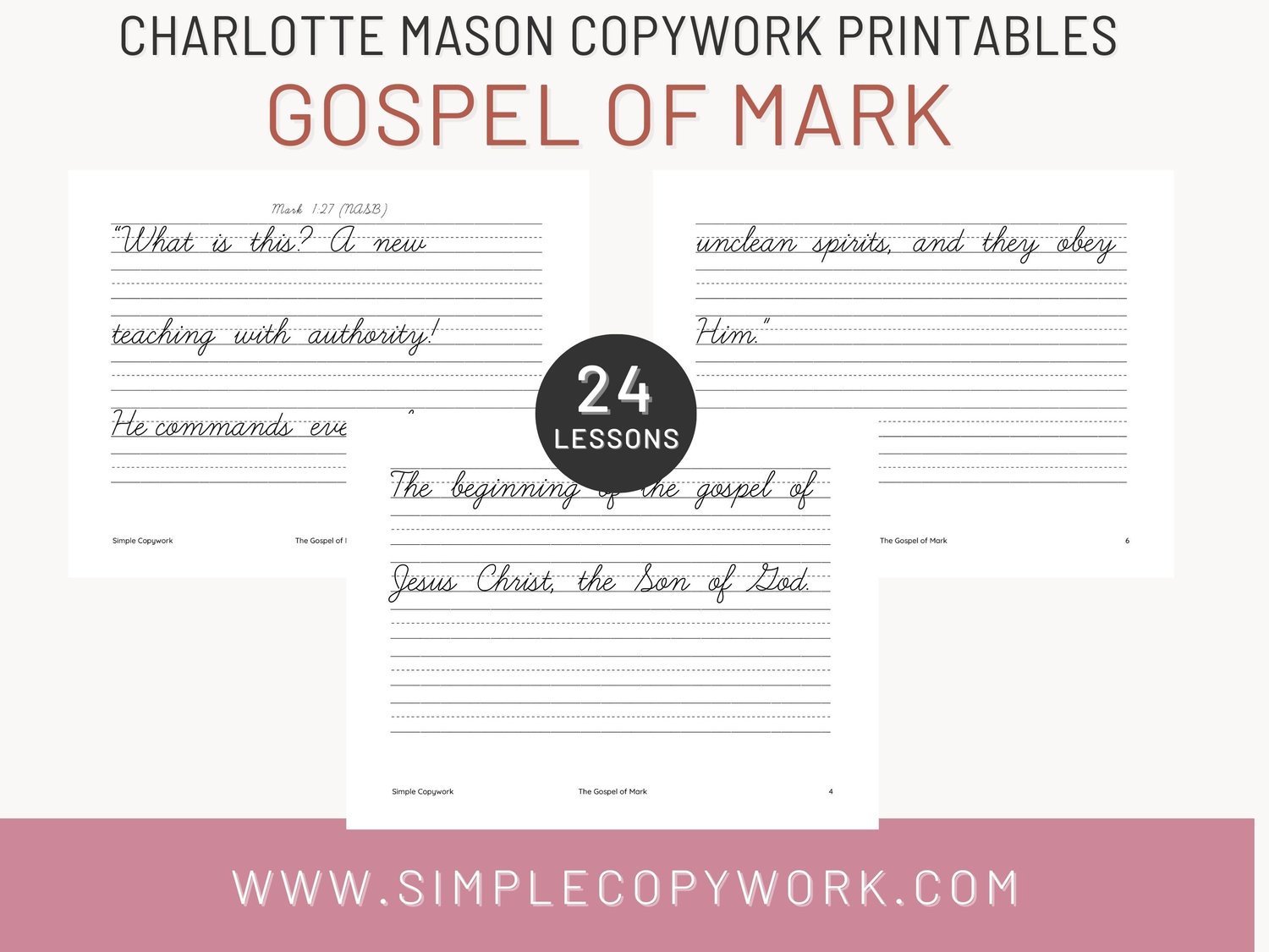 Gospel of Mark, 60 pt. CURSIVE