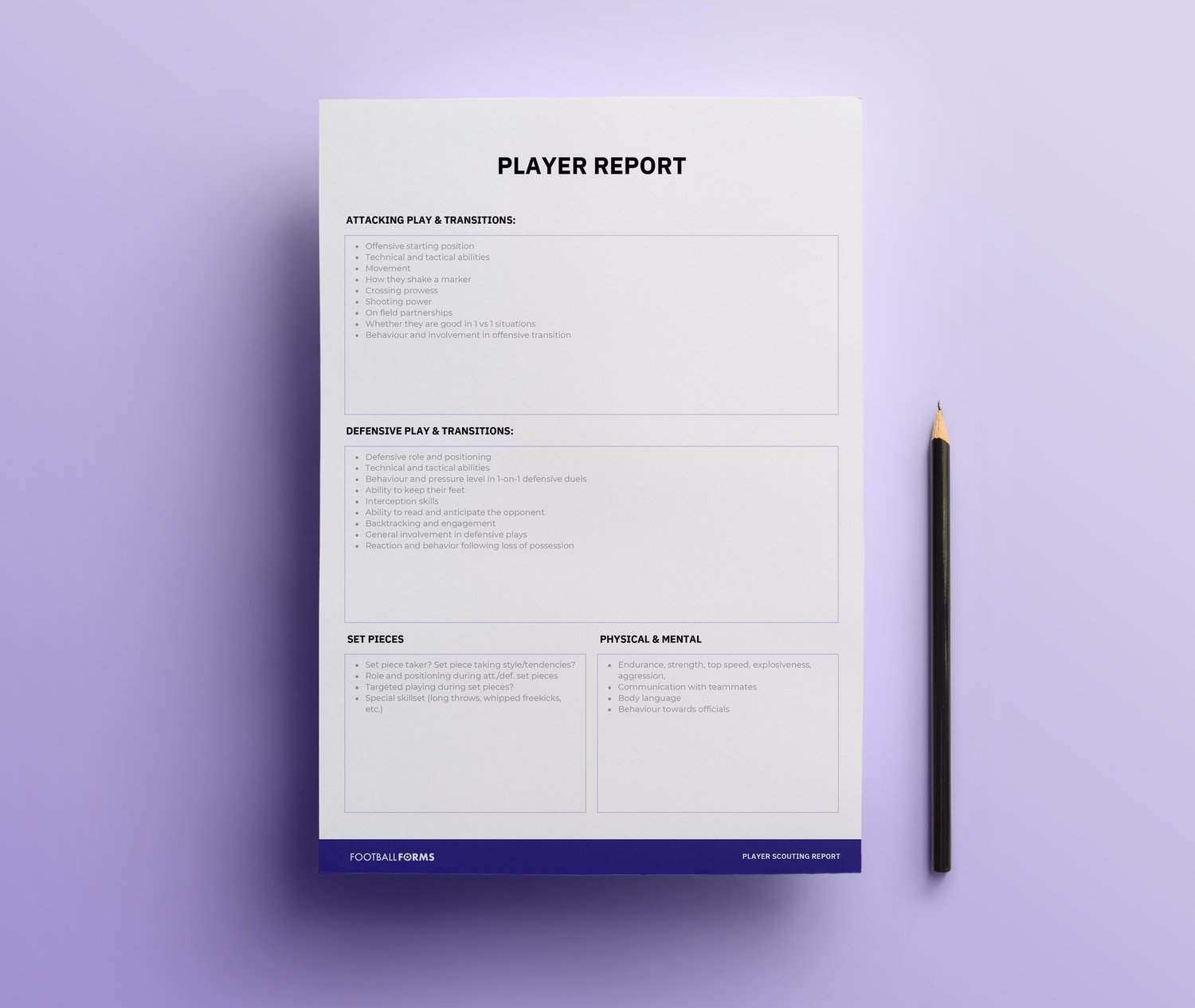Advanced Individual Player Scouting Template (4-Page Report)