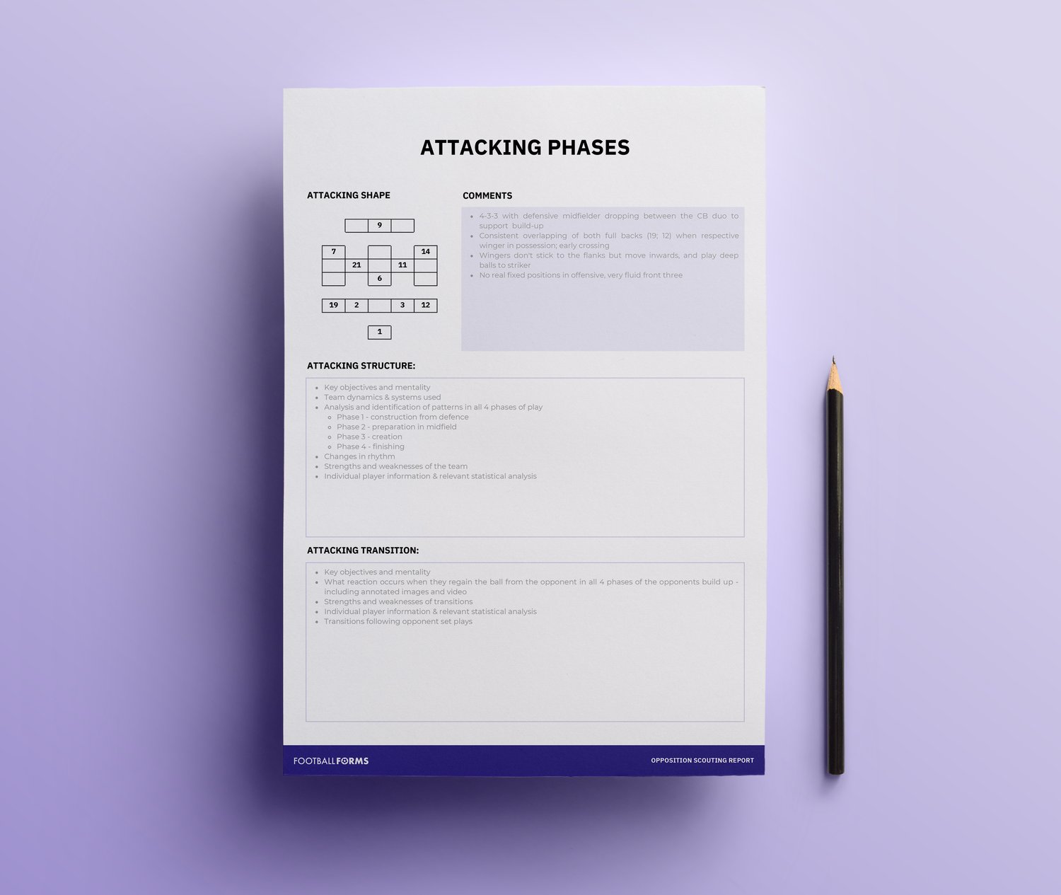 Advanced Opposition Scouting Template (9-Page Report)