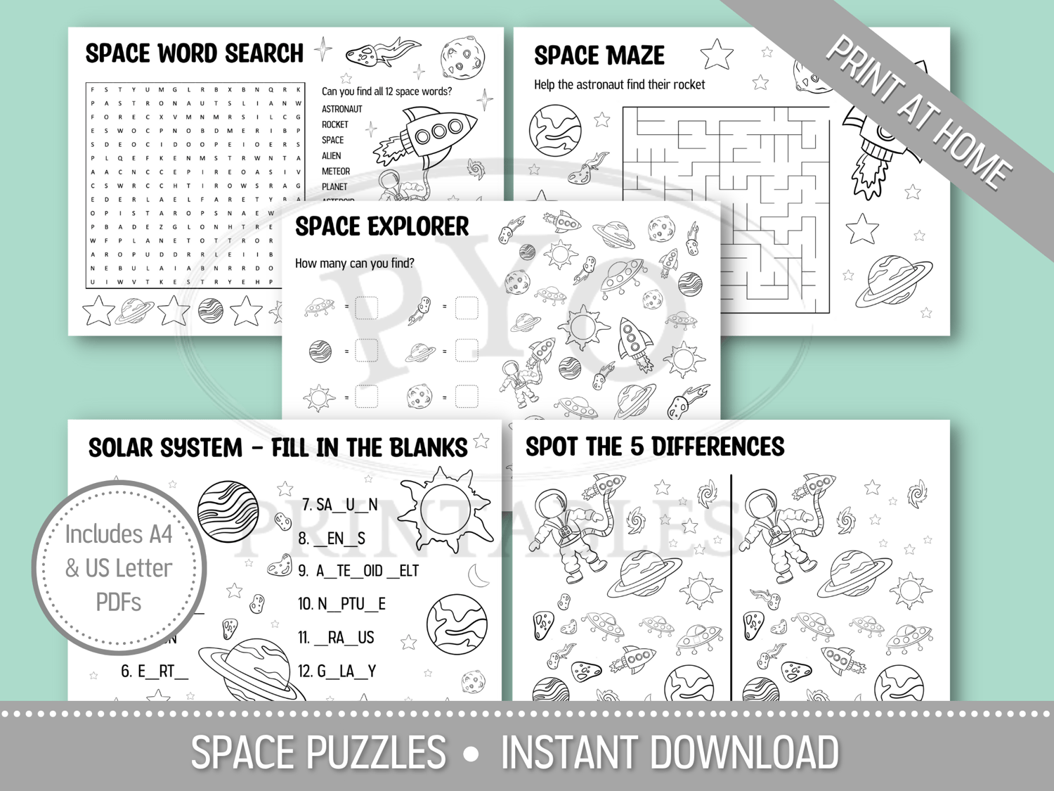 Printable Space Activity Placemats