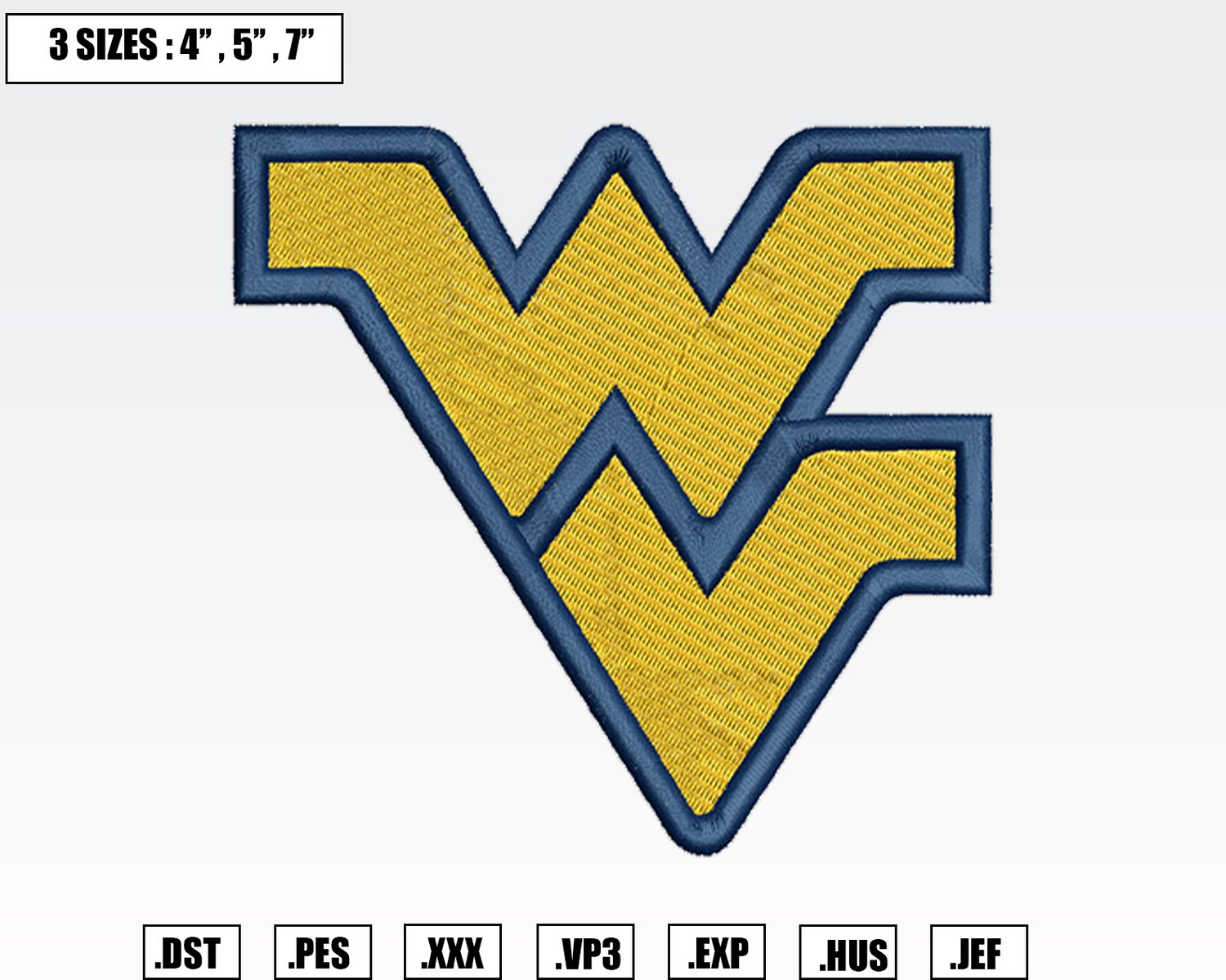 West Virginia Mountaineers Embroidery Design, NCAA Logo Embroidery ...