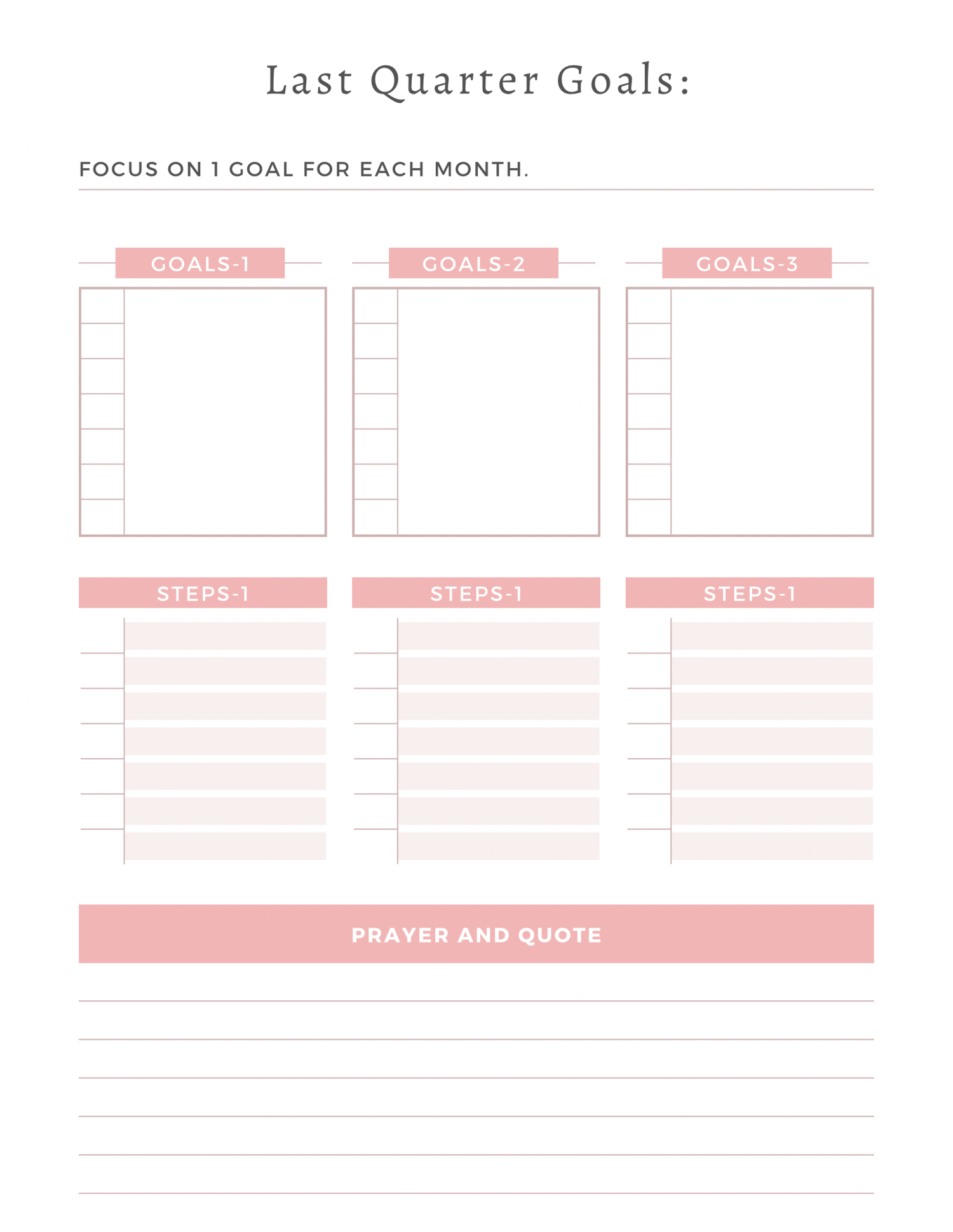 Quarterly Goal Sheet - Payhip
