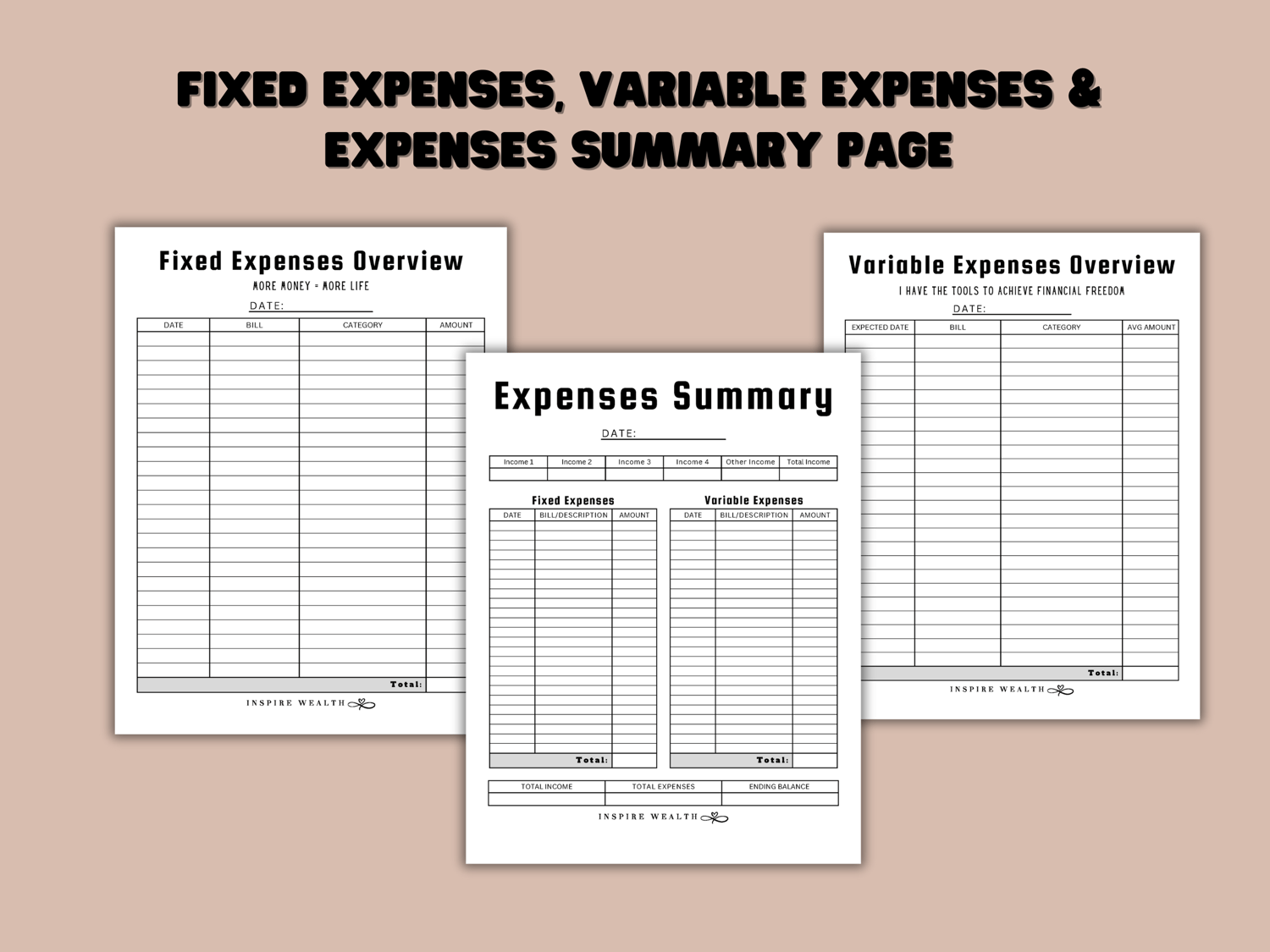 Printable Fixed and Variable Expenses Overview - Payhip