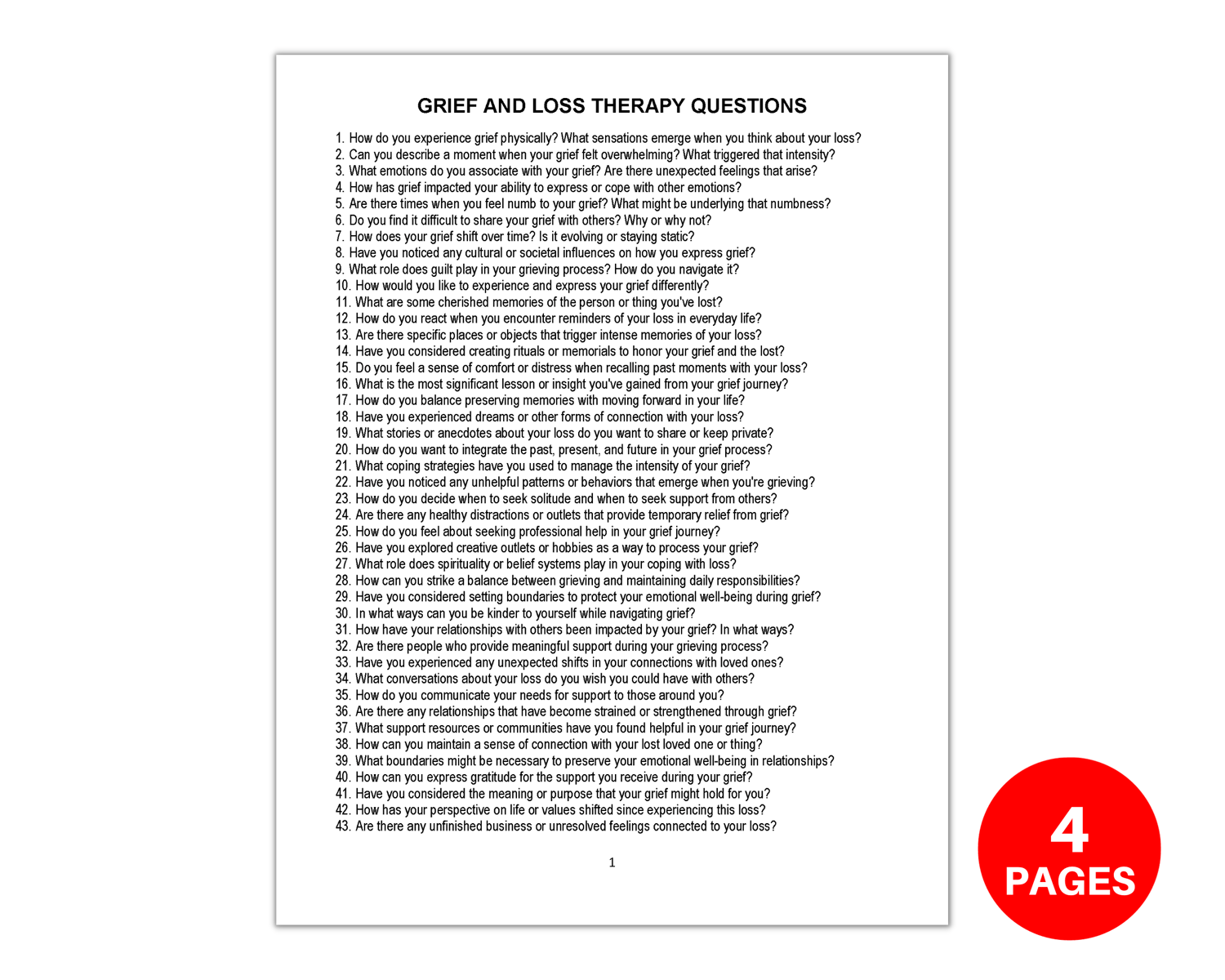 Grief and Loss Therapy Questions, Counseling Questions, Therapy ...