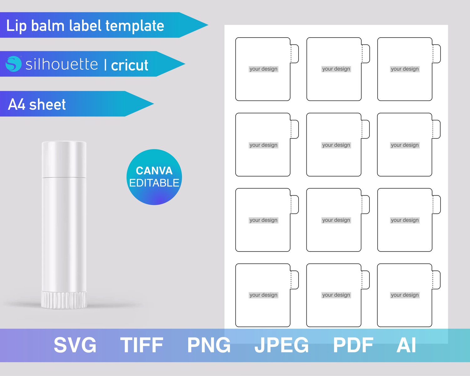 Lip balm printable labels template DIY lip gloss packaging labels diy ...