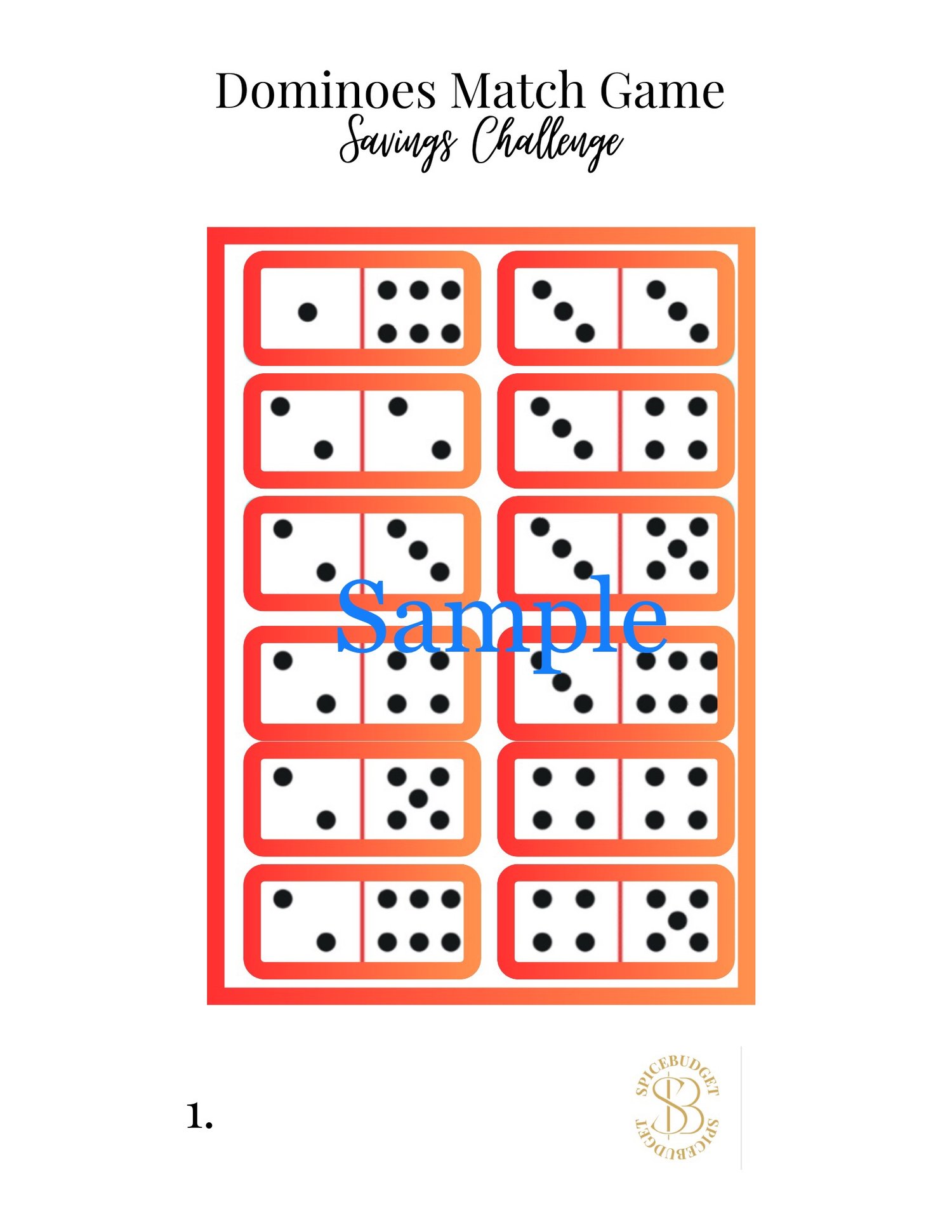 Dominoes Match Game Savings Challenge - Payhip