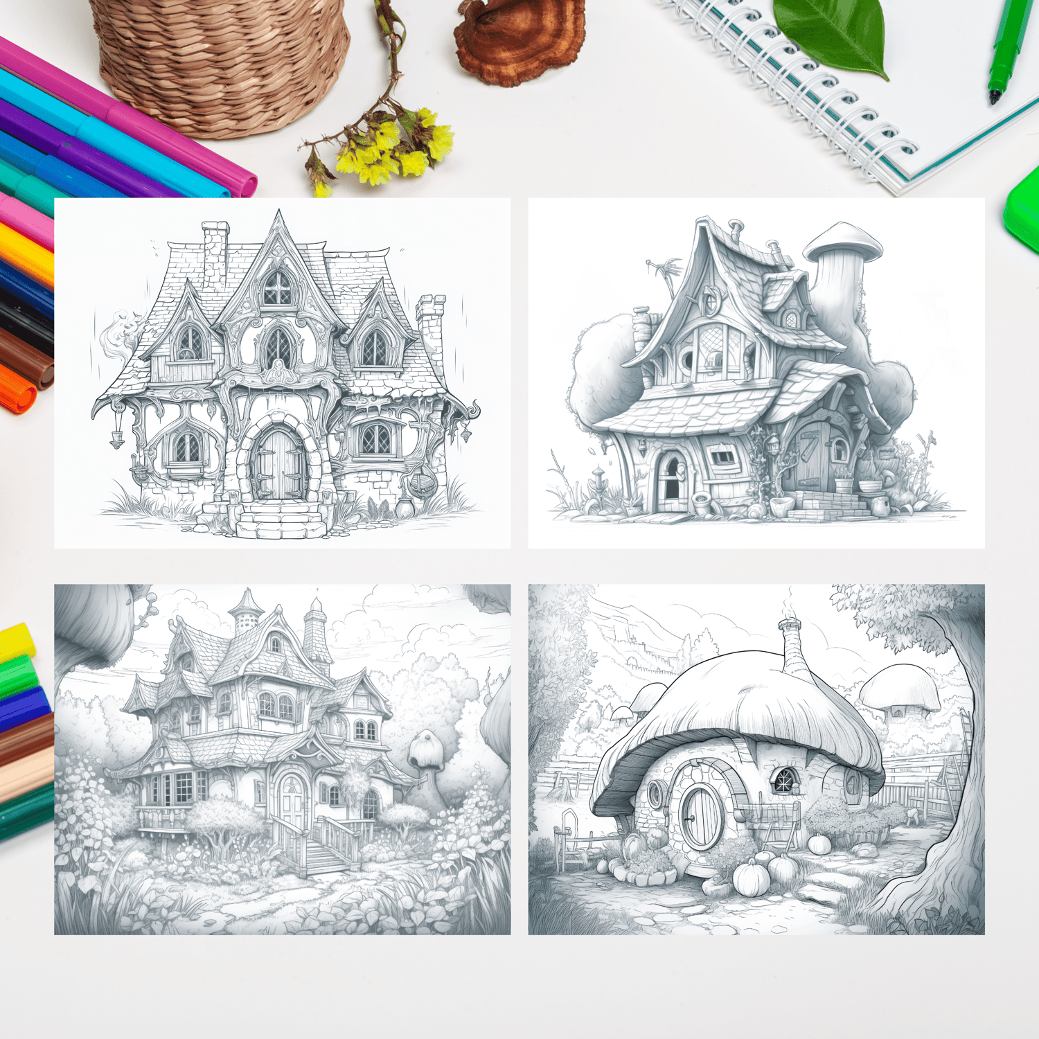 Enchanted Dwellings: Whimsical Fantasy Houses Coloring Odyssey ...