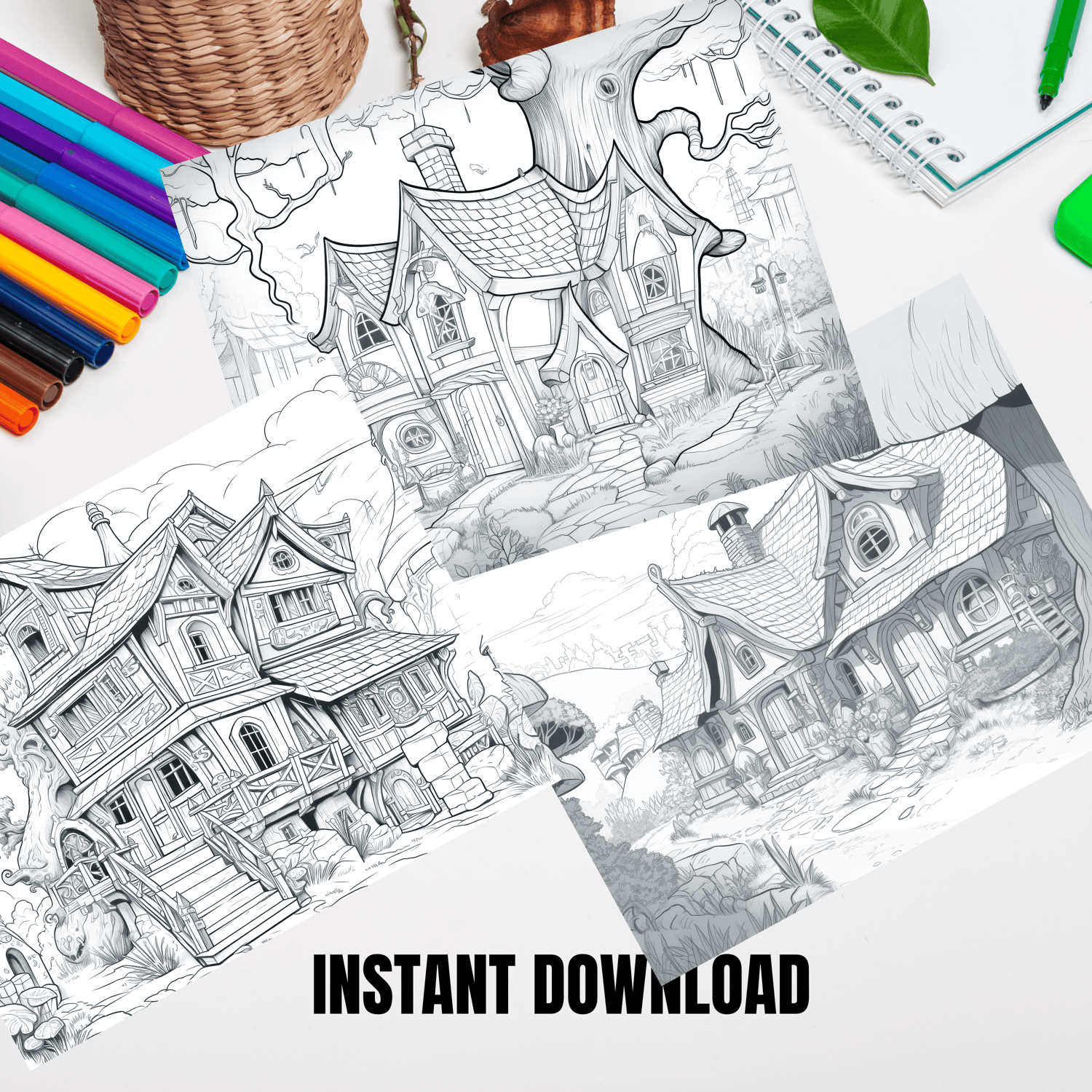 Enchanted Dwellings: Whimsical Fantasy Houses Coloring Odyssey ...