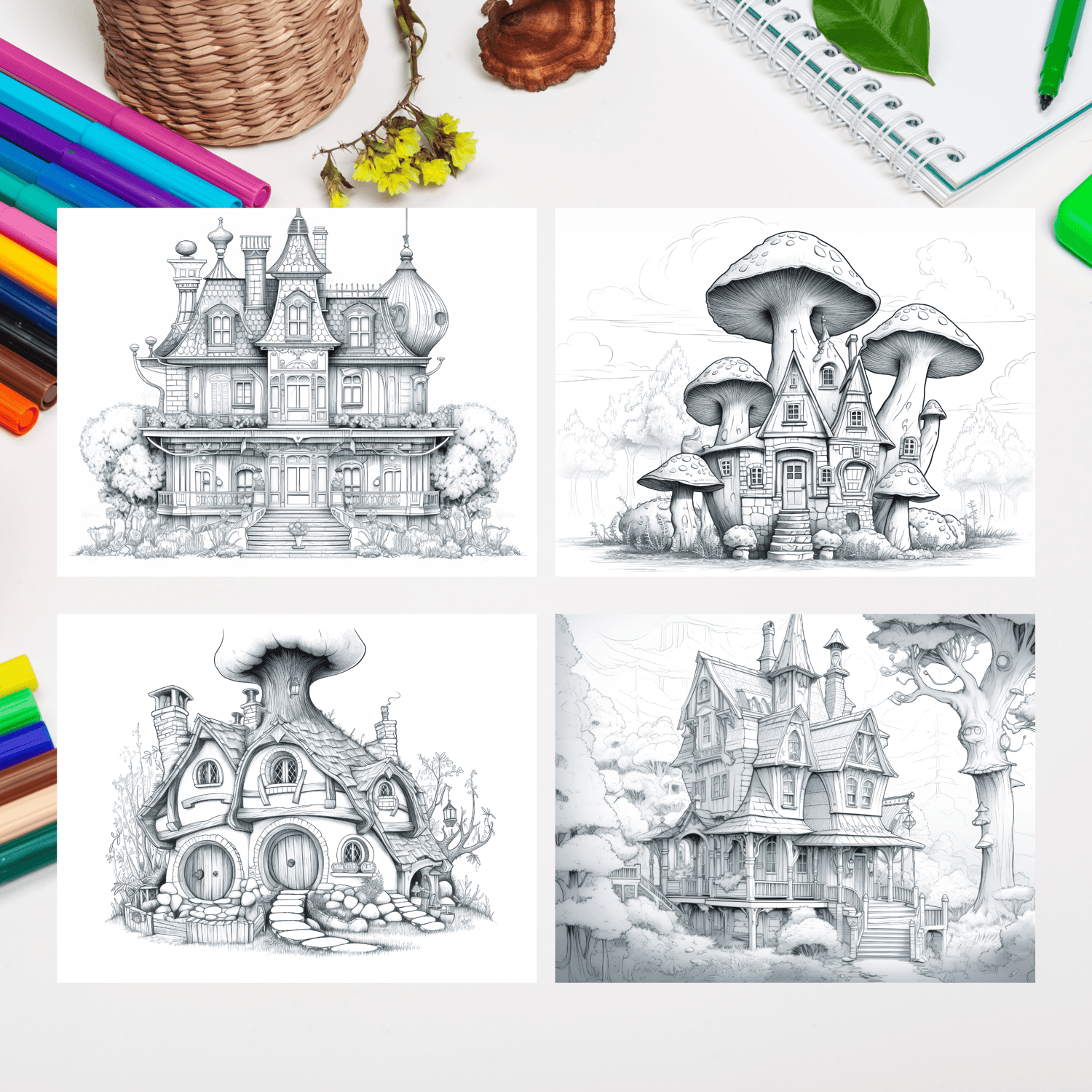Enchanted Dwellings: Whimsical Fantasy Houses Coloring Odyssey ...