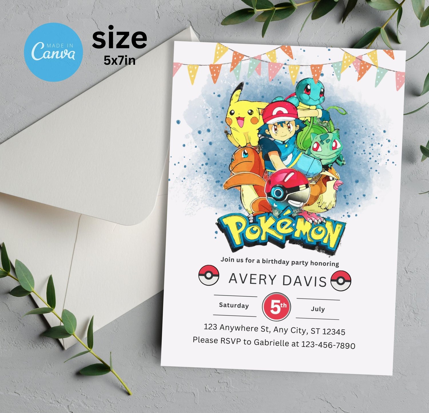 EDITABLE, Pokemon Birthday Invitation, Pokemon Evite, Pokemon Digital ...