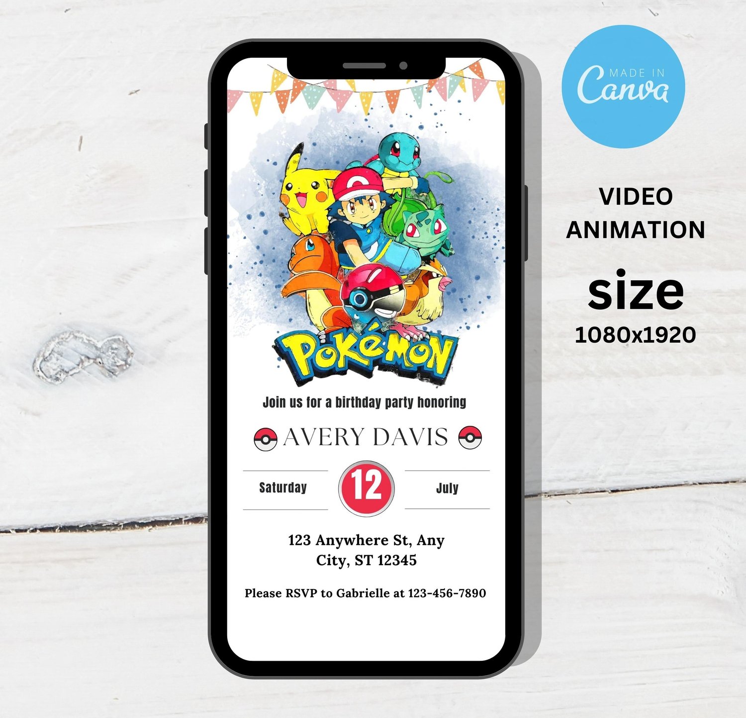 EDITABLE, Pokemon Birthday Invitation, Pokemon Evite, Pokemon Digital ...