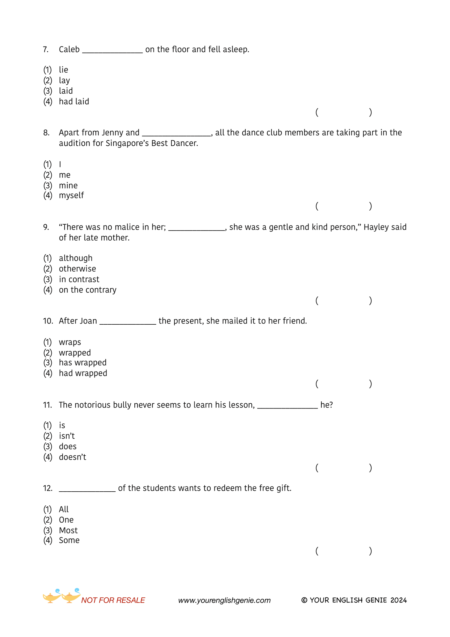 June Sprint to PSLE English (Part 1): Grammar MCQ