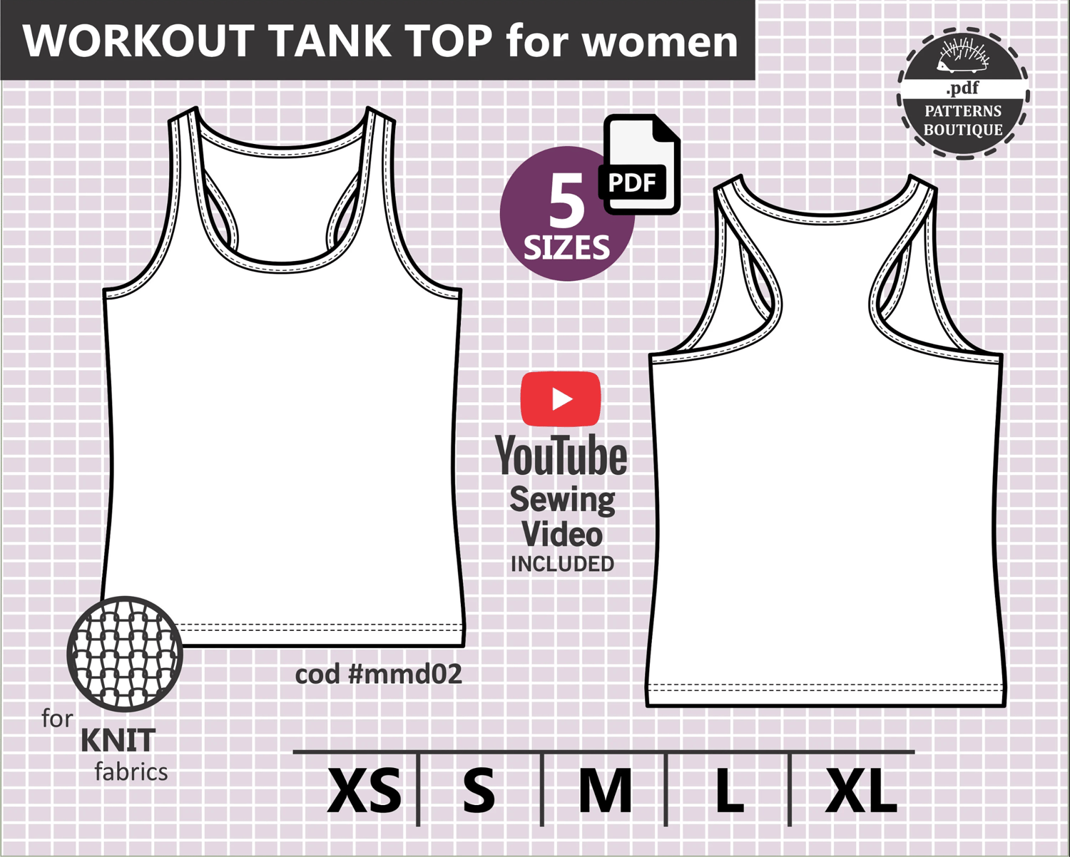 RELAXED-FIT TANK-TOP for Women / PDF Sewing Pattern & Youtube Video / 5 ...