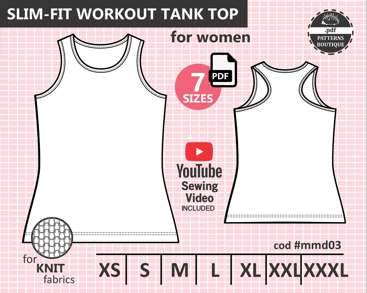 SLIM-FIT TANK-TOP for Women / PDF Sewing Pattern & Youtube Video / 7 ...