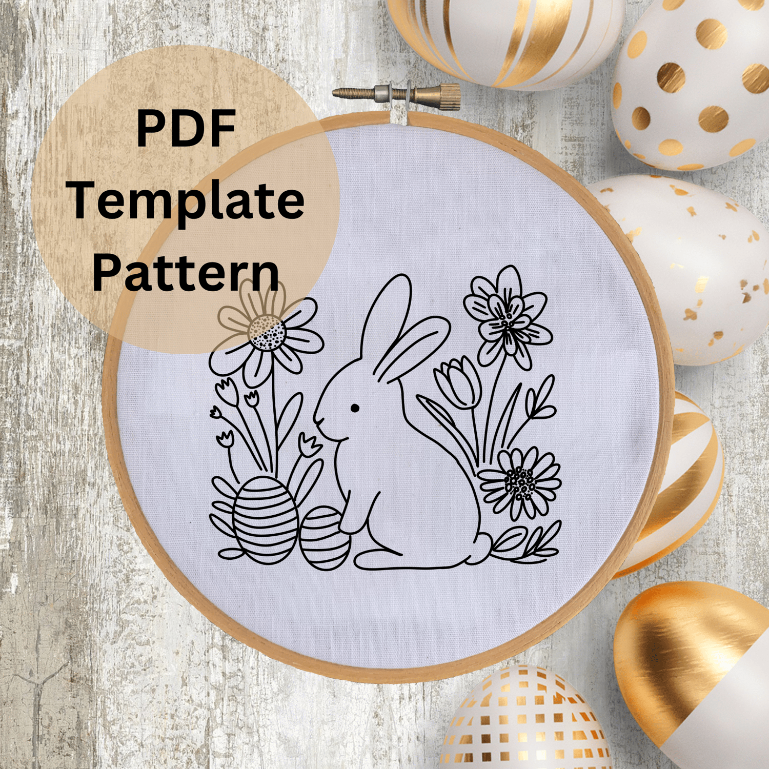Easter Bunny Hoop Art - Hand Embroidery PDF Pattern - Payhip
