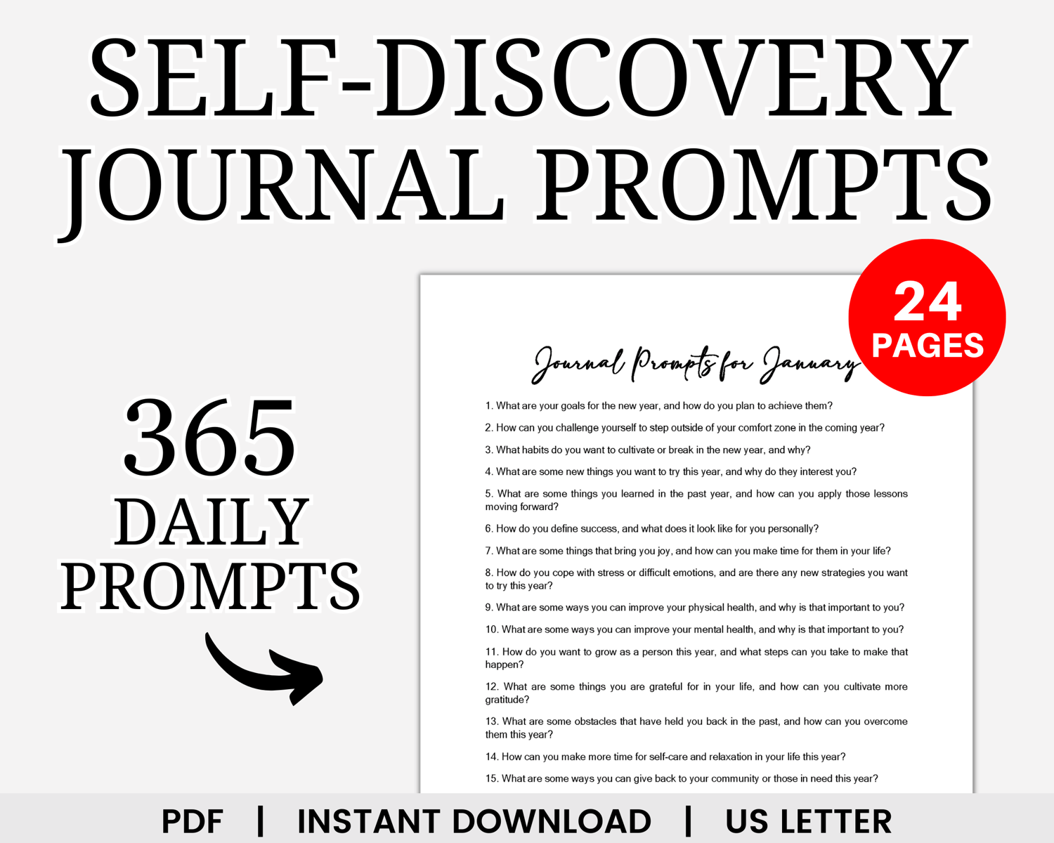 365 Journal Prompts for Self-Discovery, Self-Discovery Prompts, Daily ...