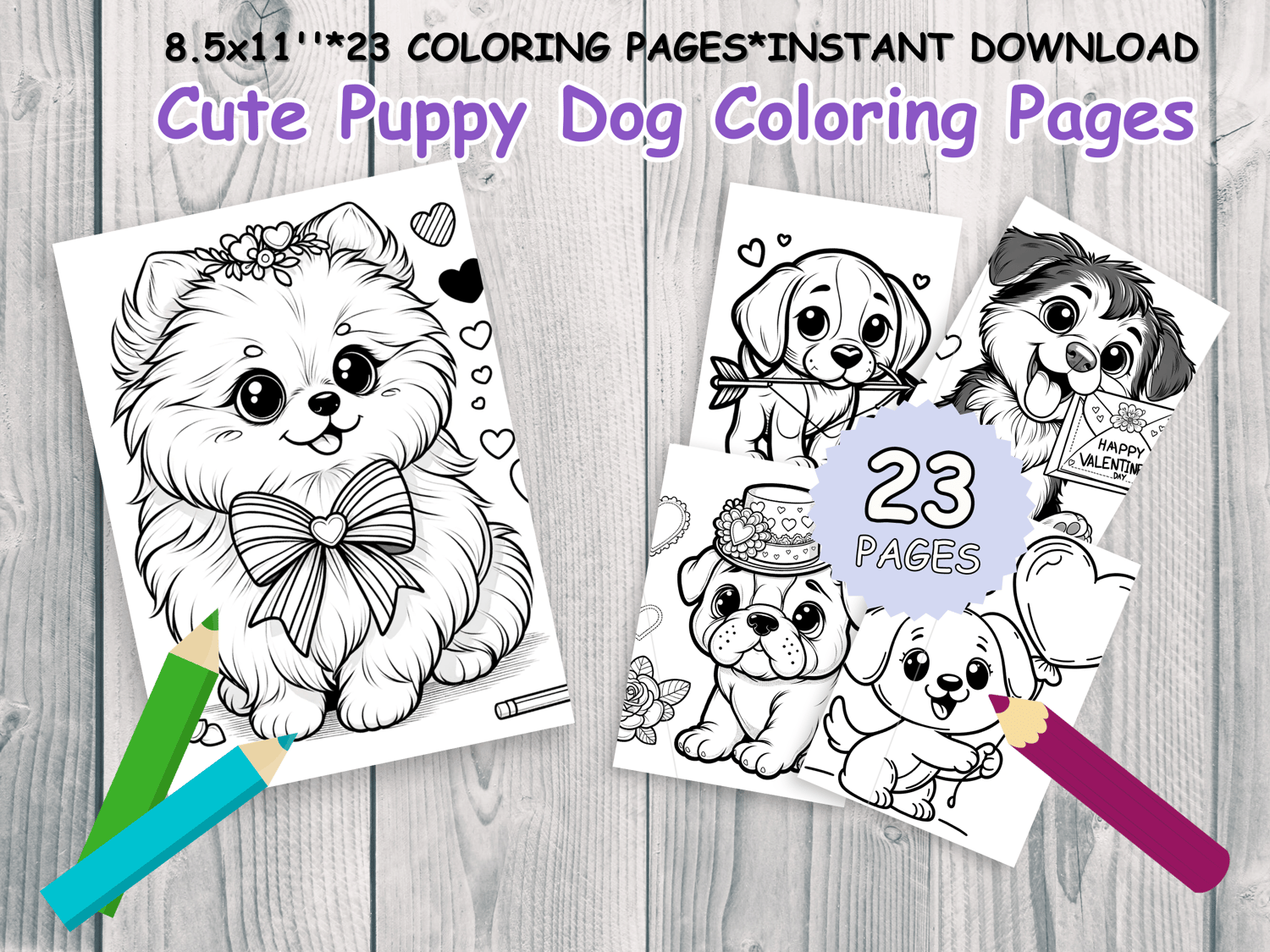 Valentine's Day Puppies 23 Cute Dog Coloring Pages for Toddlers - Payhip