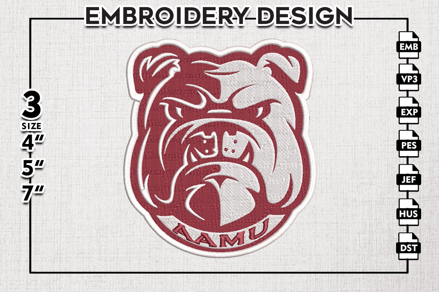 Alabama A&M Bulldogs Mascot Logo Embroidery, NCAA AAMU Bulldogs Logo ...
