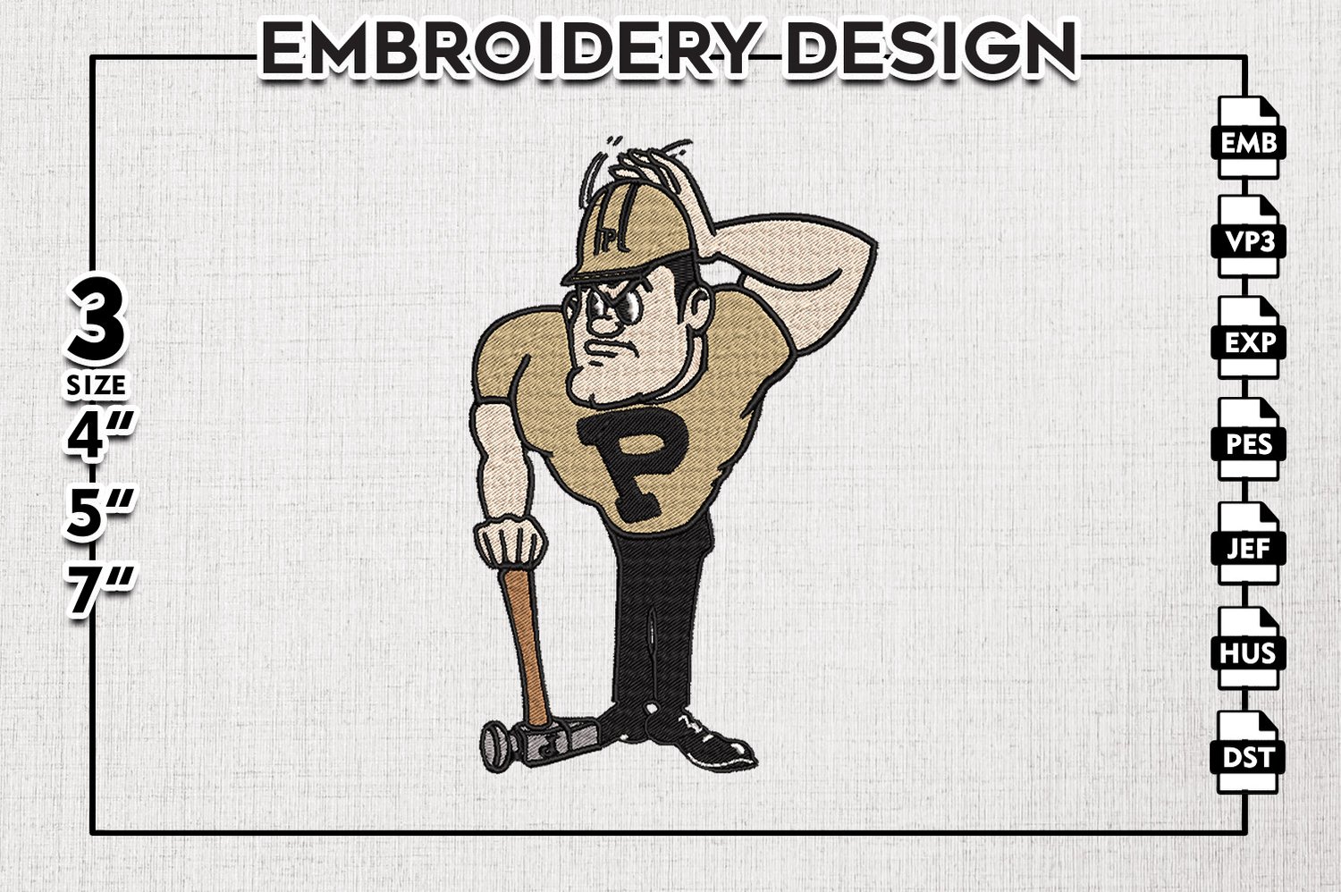 Purdue Boilermakers Ncaa Mascot Logo Embroidery, NCAA Purdue ...