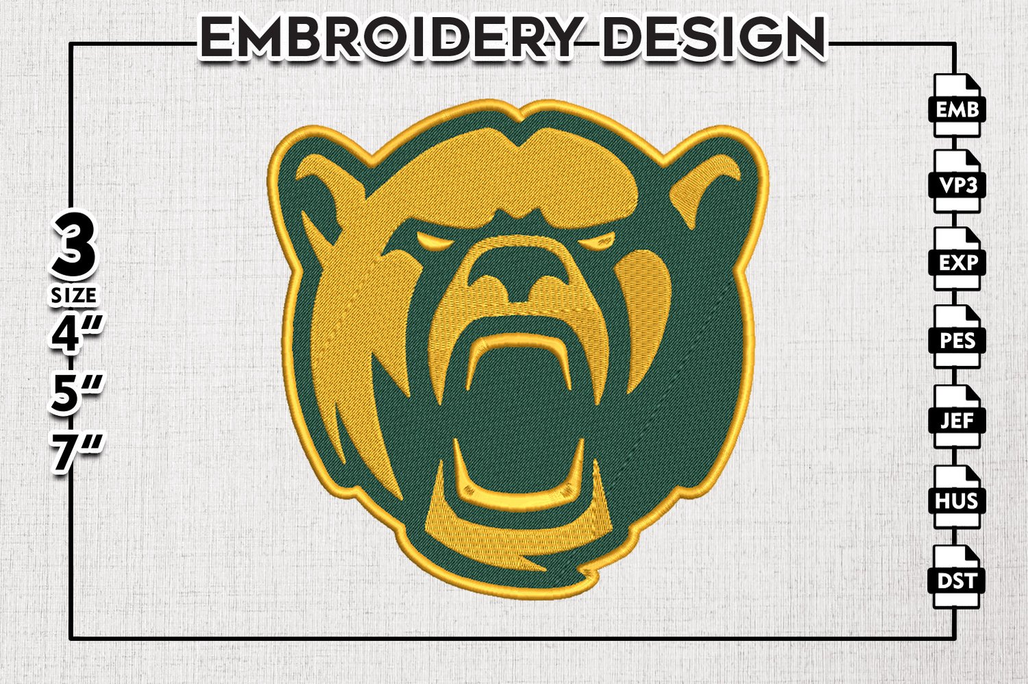 Baylor Bears Ncaa Mascot Logo Embroidery, NCAA Baylor Bears Logo ...
