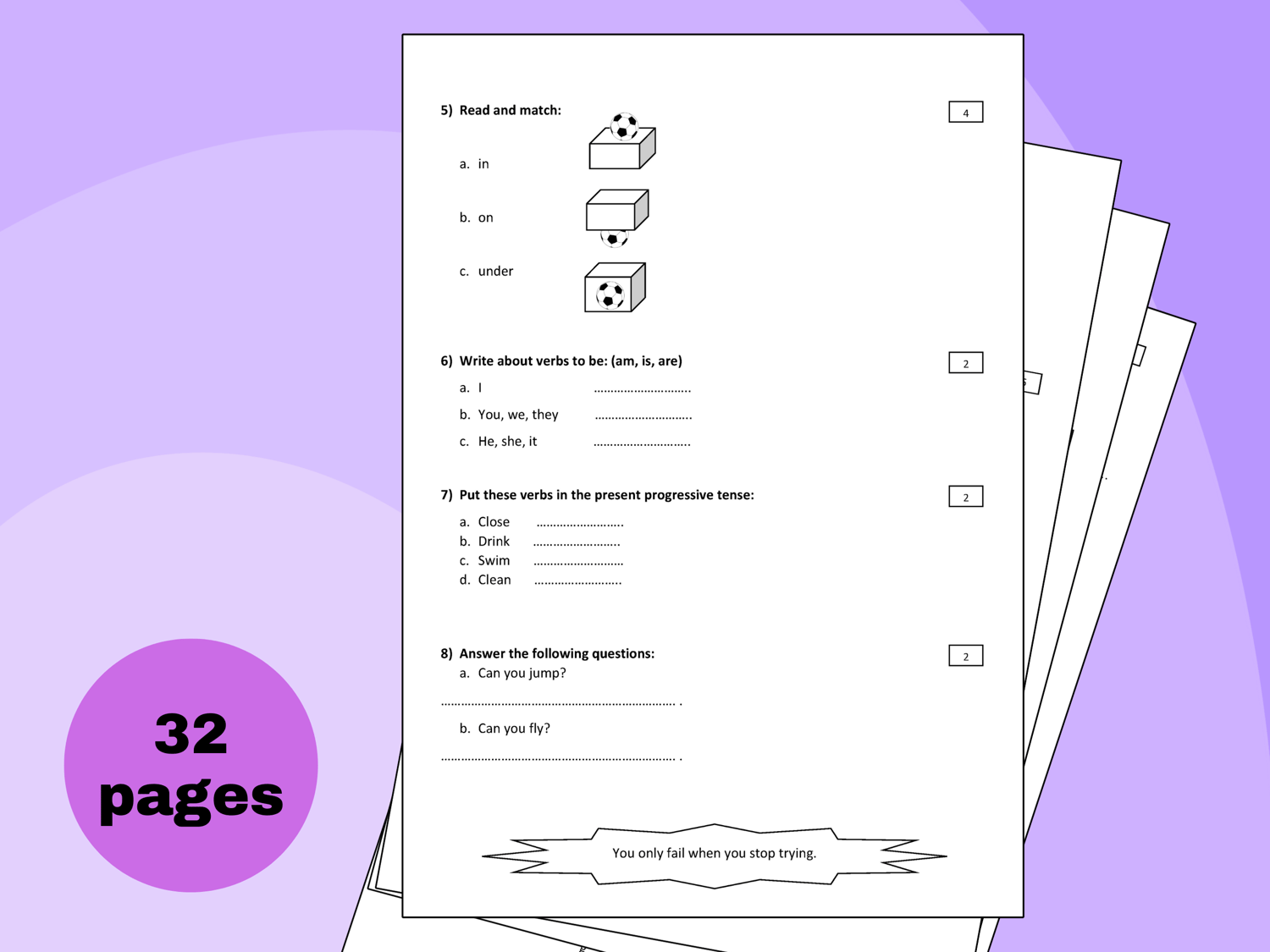 Printable reading and writing workbook 2