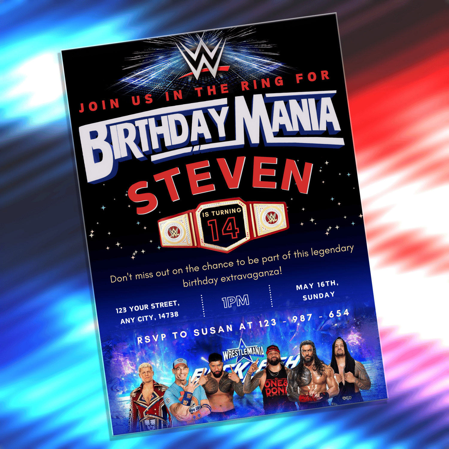 Wwe Birthday Invitation Wording
