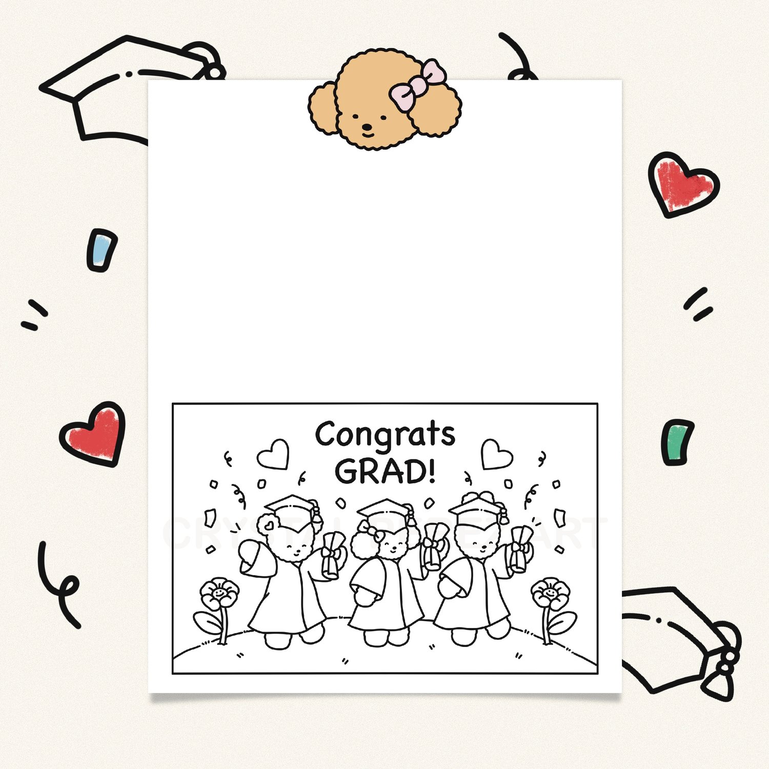 Congrats Grad! Card - Digital Download Coloring Page