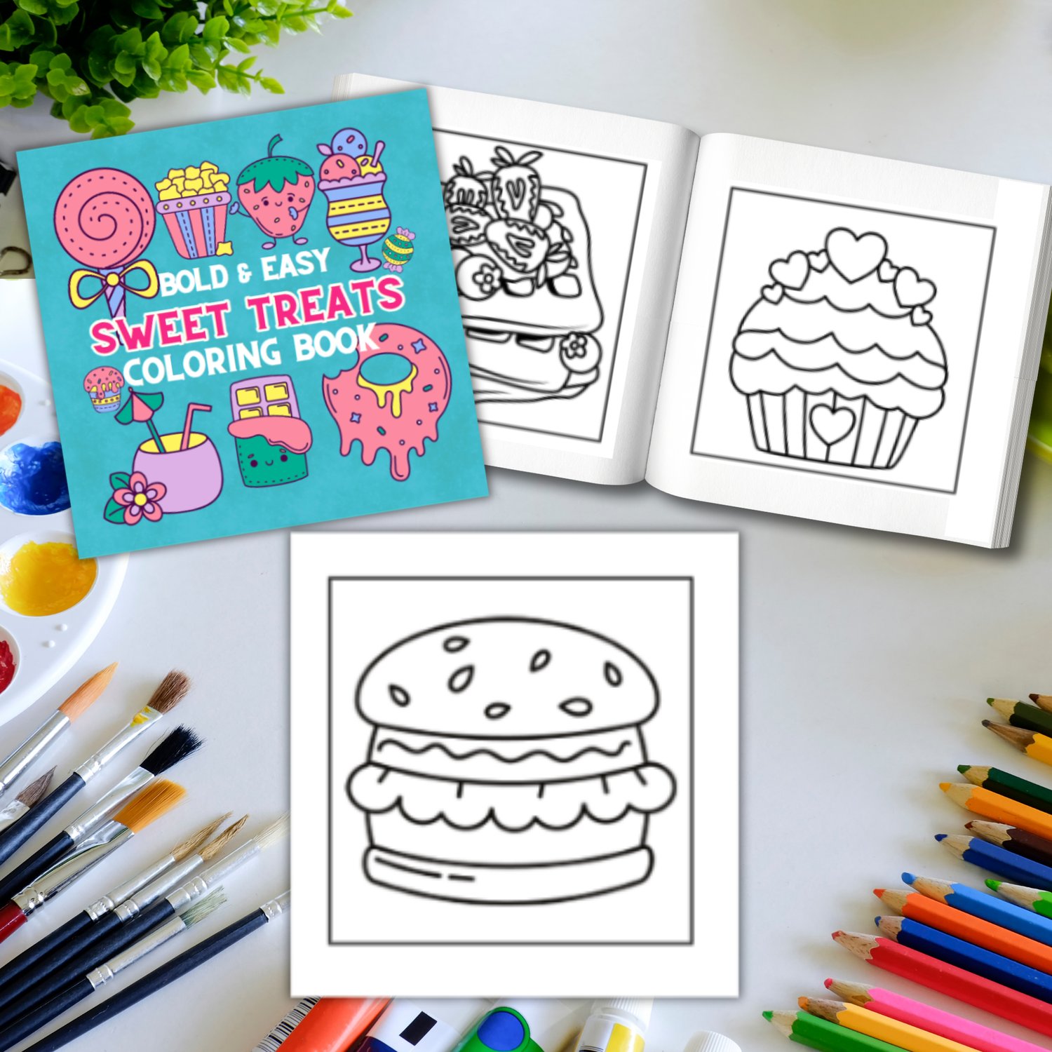 Bold and Easy Sweet Treats Printable Coloring Book - Payhip