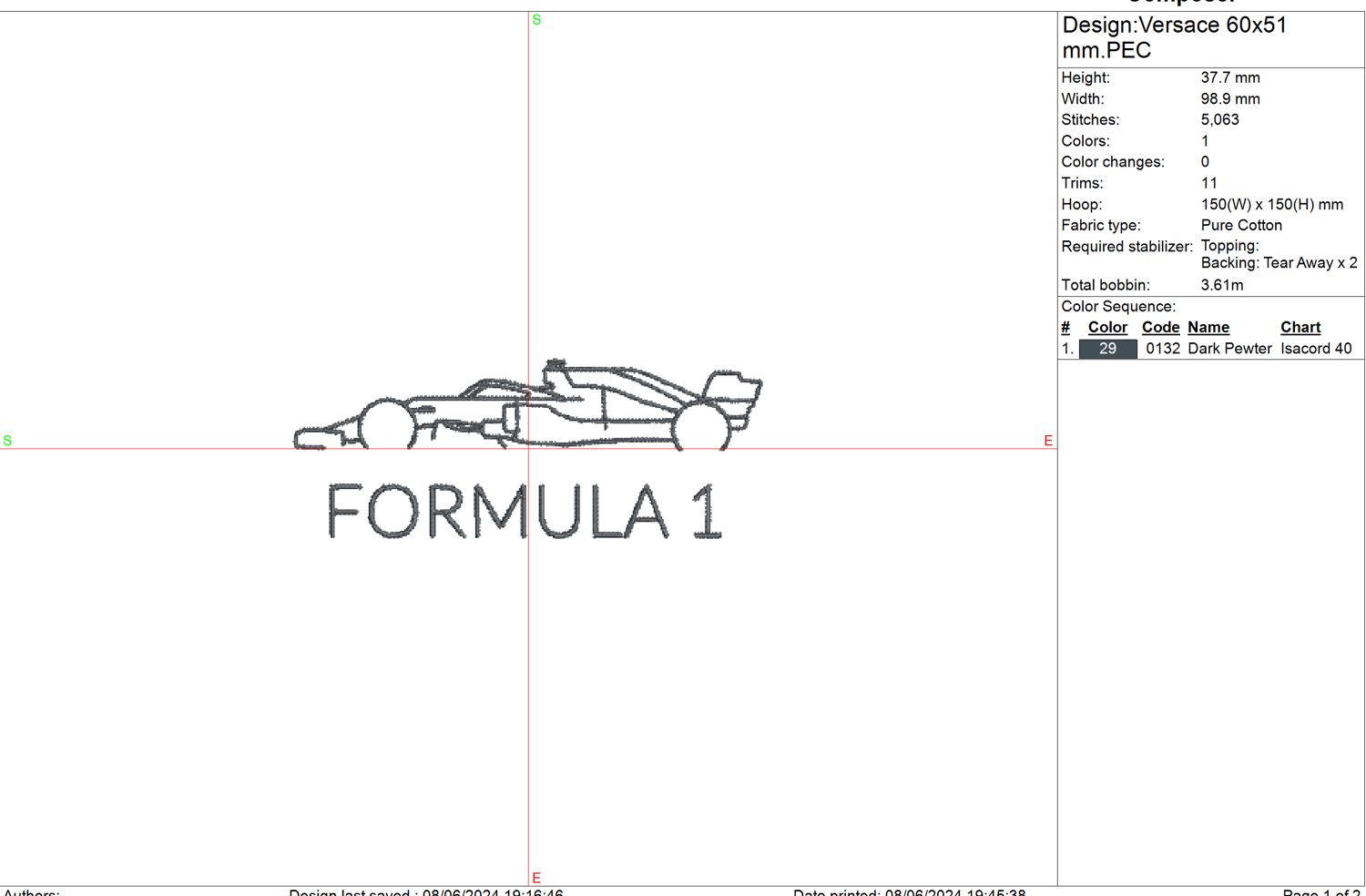 Formula 1 Embroidery design files - Payhip