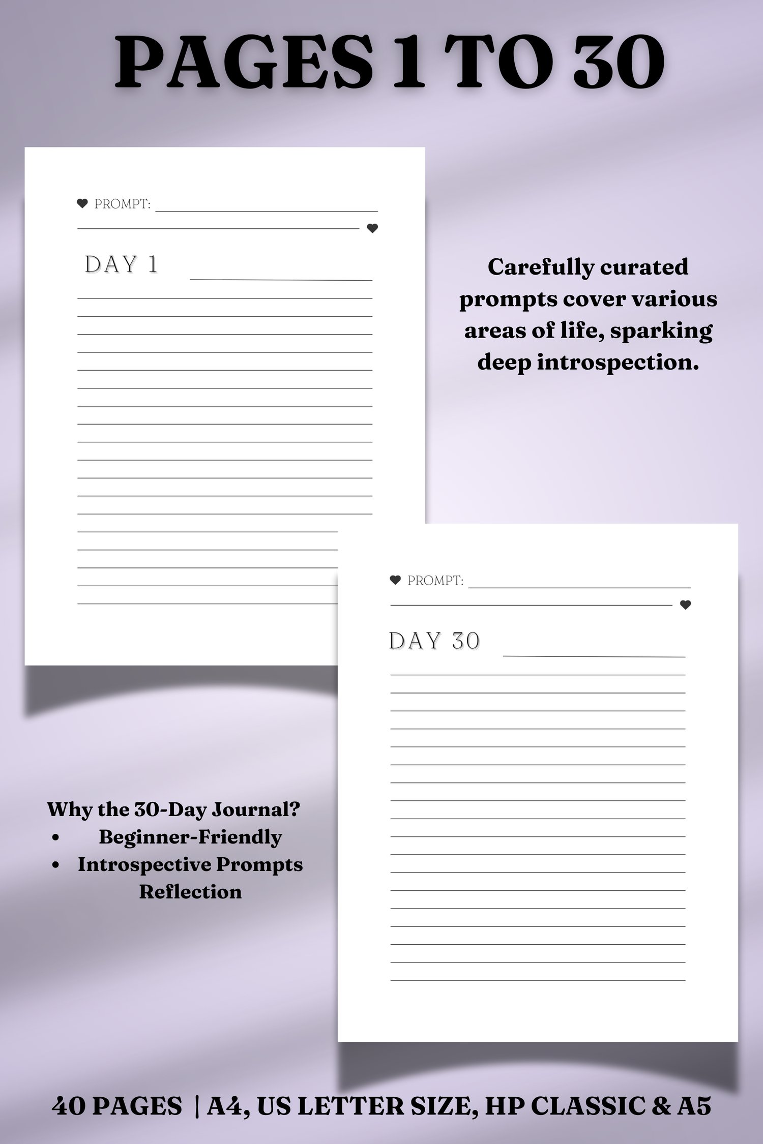 30 Day Journal | 40 Pages | Printable - Payhip