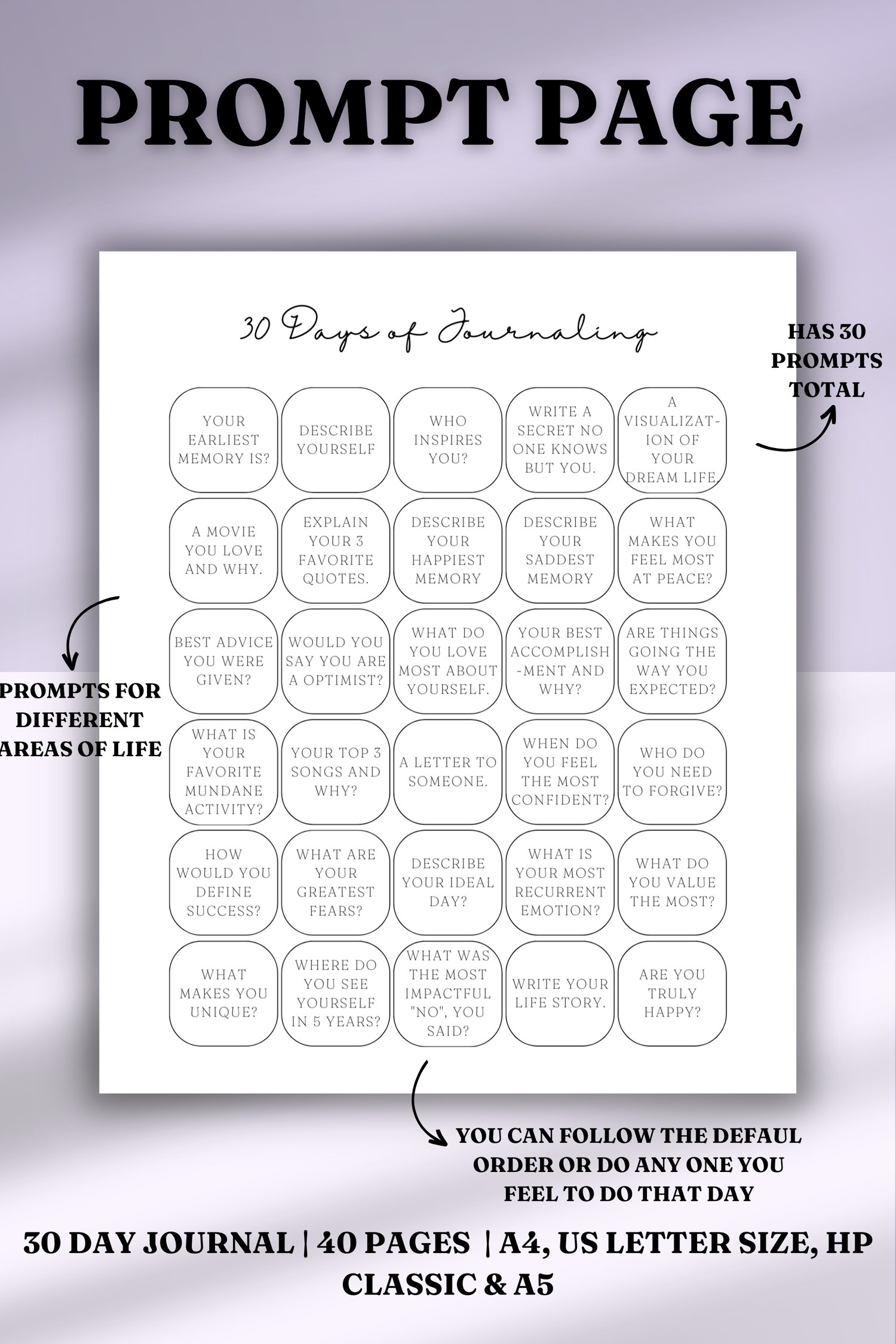 30 Day Journal | 40 Pages | Printable - Payhip