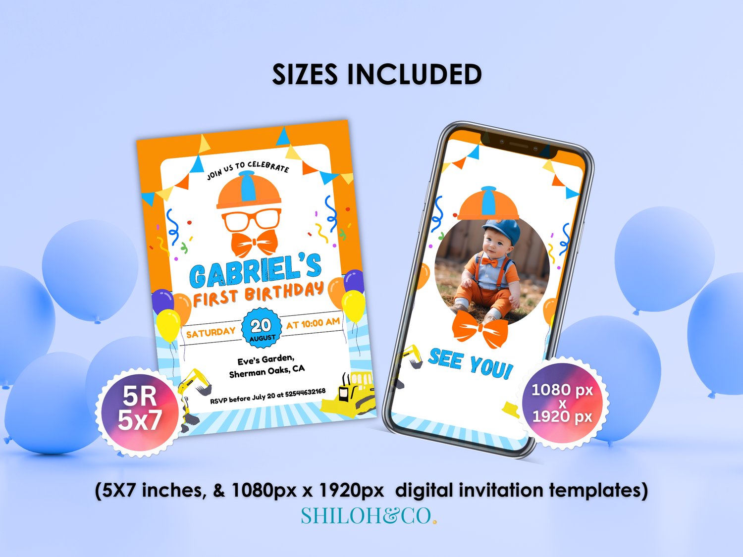 Blippi Invitation Editable Canva Template | Blippi Birthday Party Theme ...
