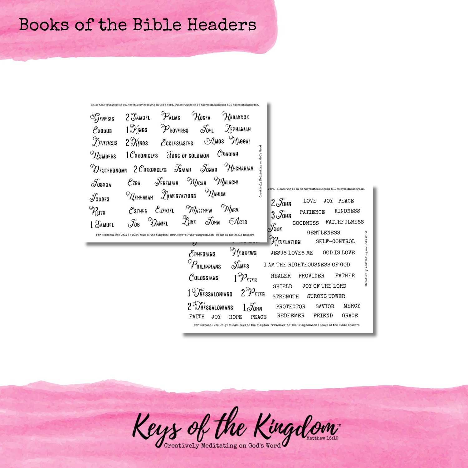 Books of the Bible Headers